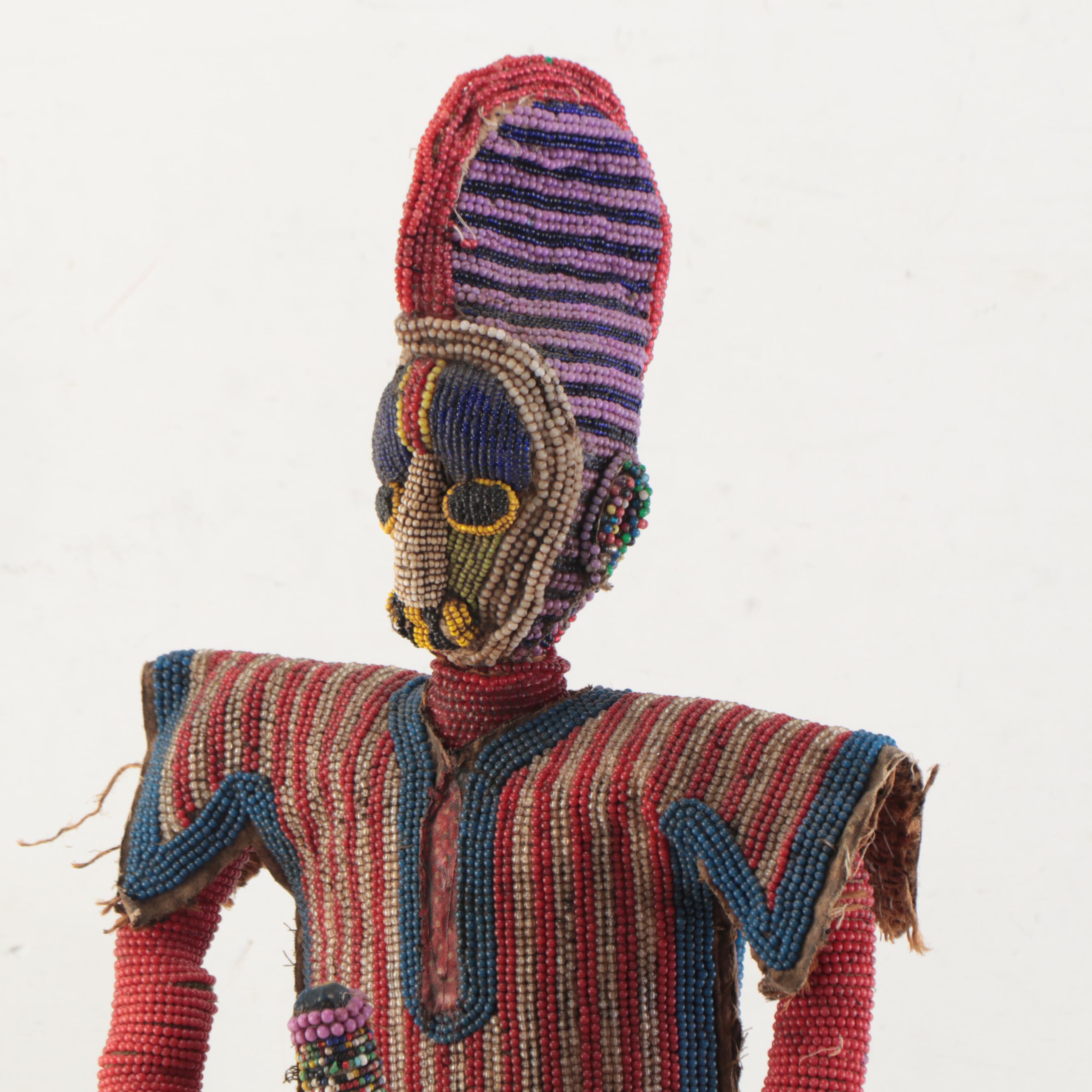Bamileke Inspired Fabric and Beaded Figure | EBTH