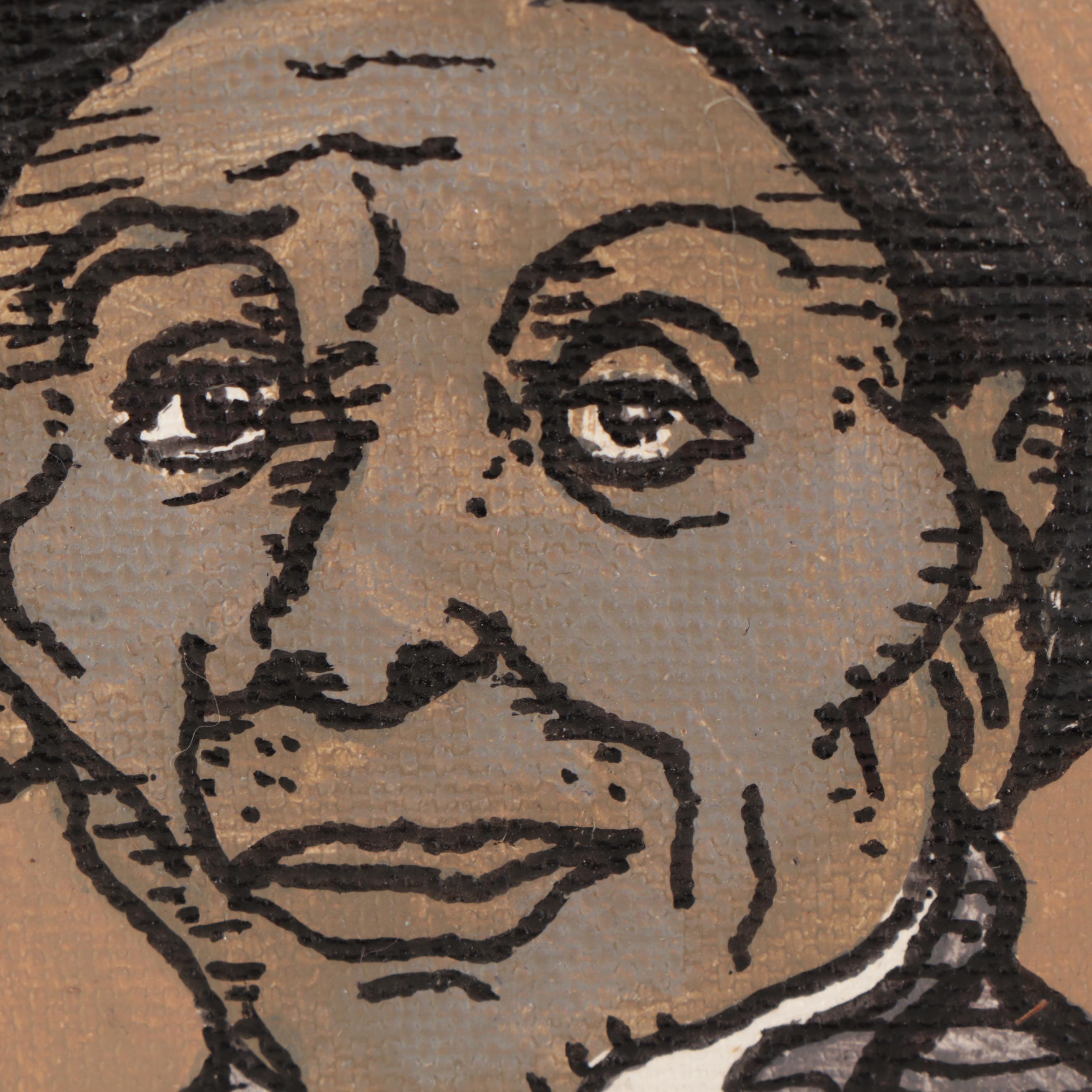 Aaron Wooten Mixed Media Painting Portrait "Harriet Tubman," 21st ...