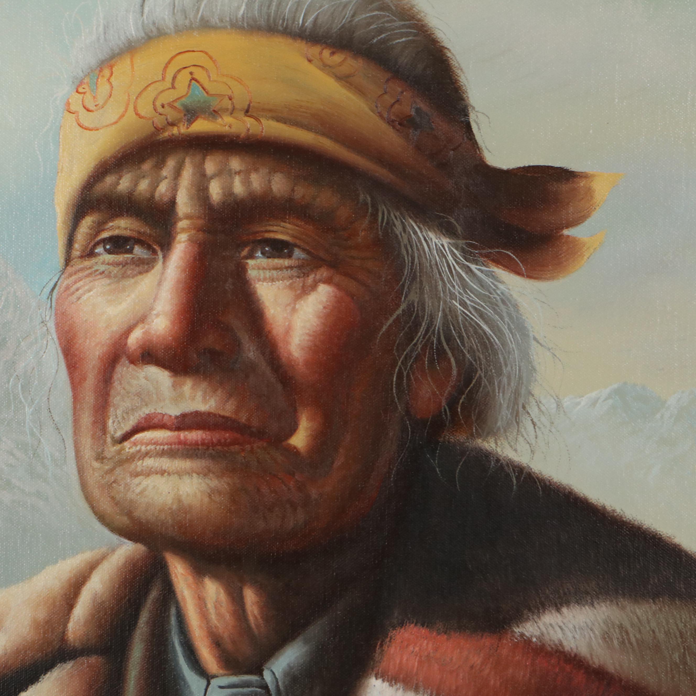 Garcia Portrait Oil Painting of a Native American Man | EBTH