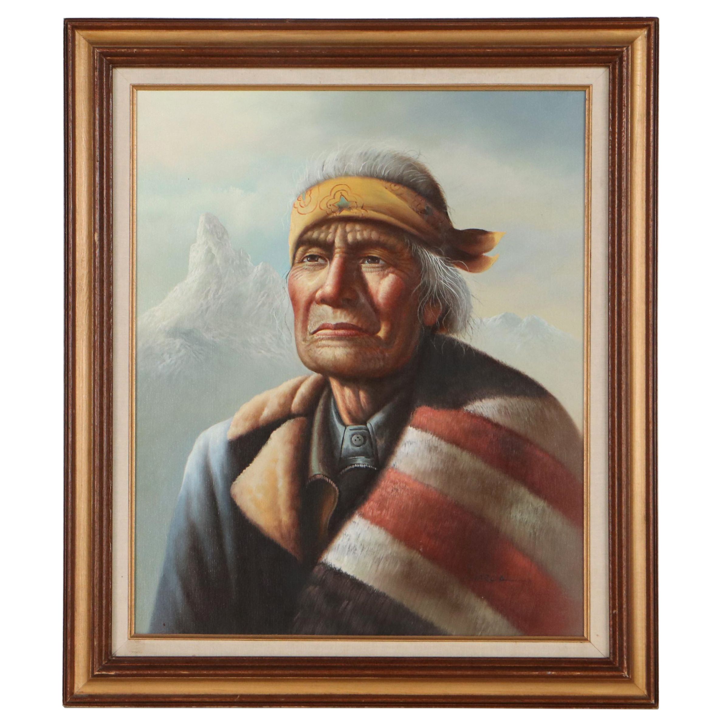 Garcia Portrait Oil Painting of a Native American Man | EBTH
