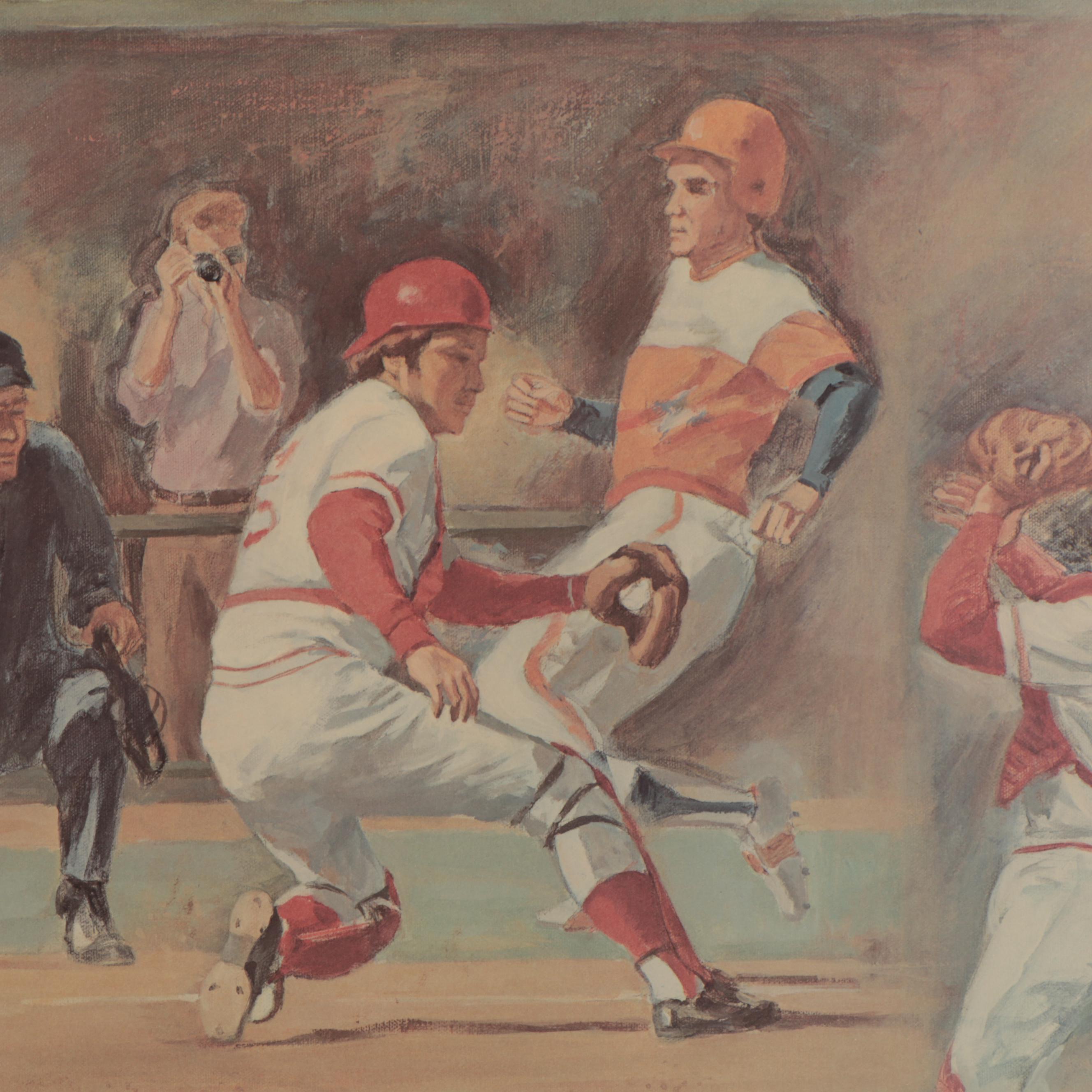 Floyd Berg Offset Lithograph of Baseball Scene | EBTH
