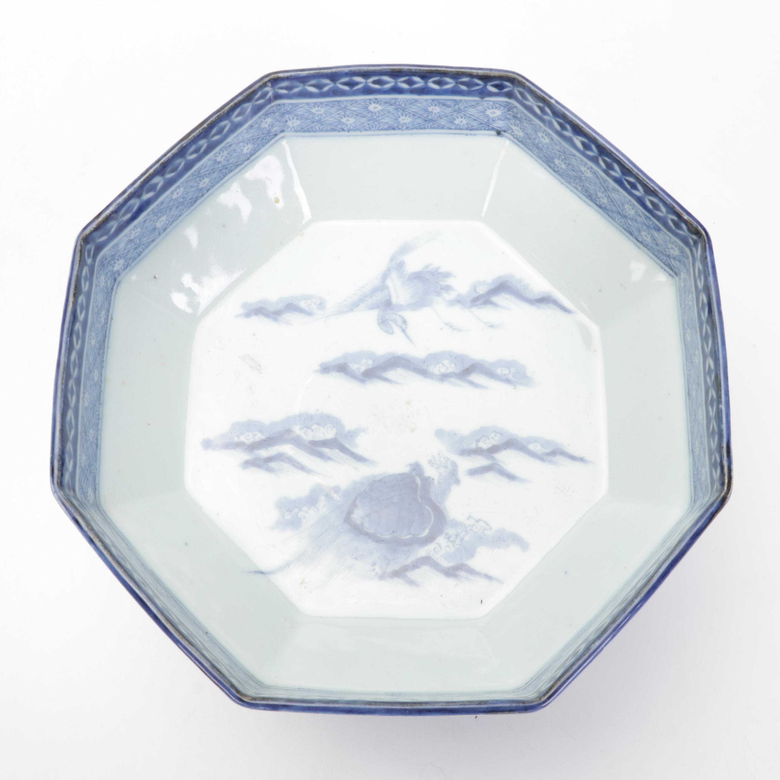 Japanese Porcelain Octagon Bowl and Nippon Chocolate Set | EBTH