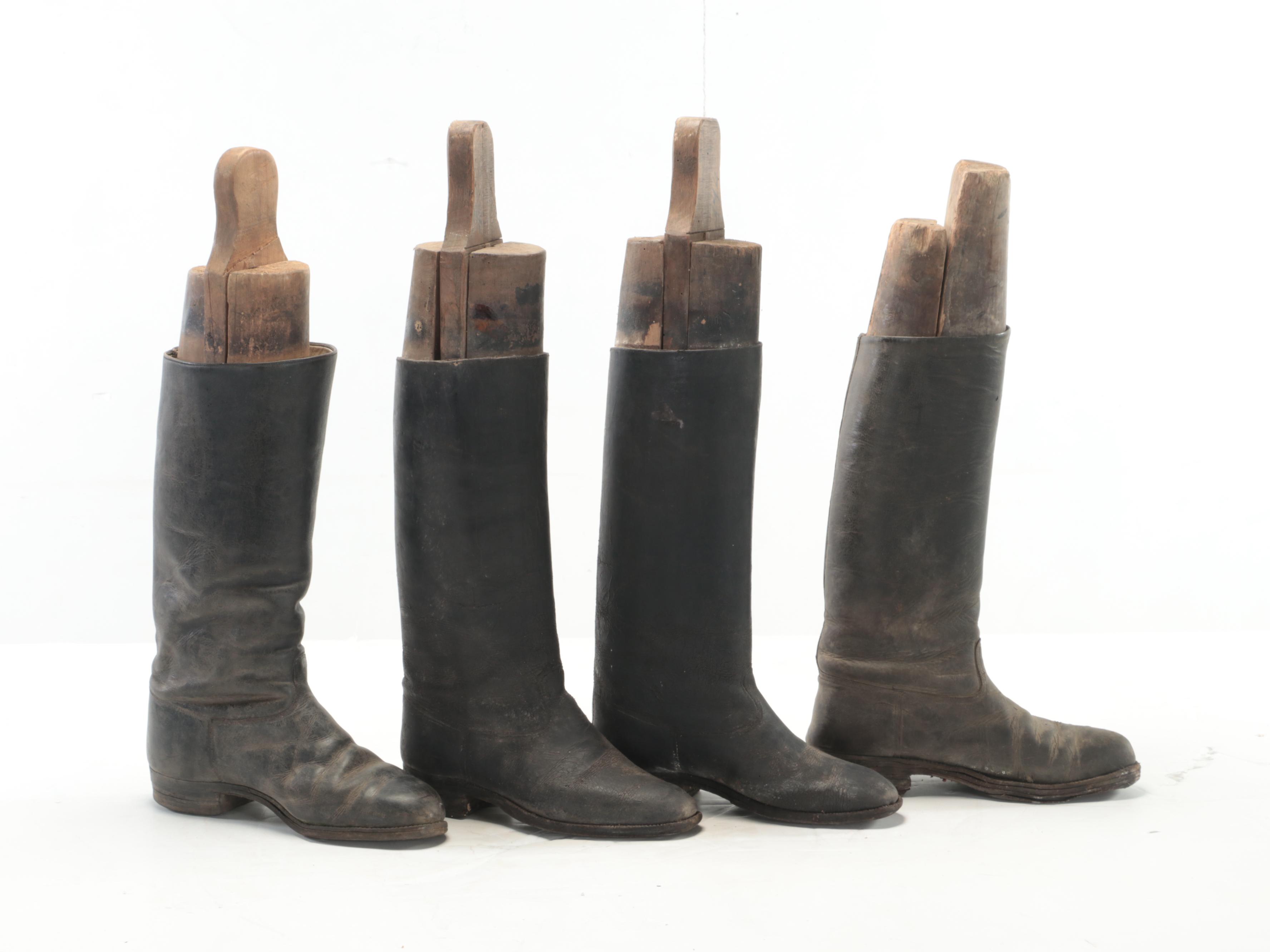 Leather Riding Boots With Wooden Forms | EBTH