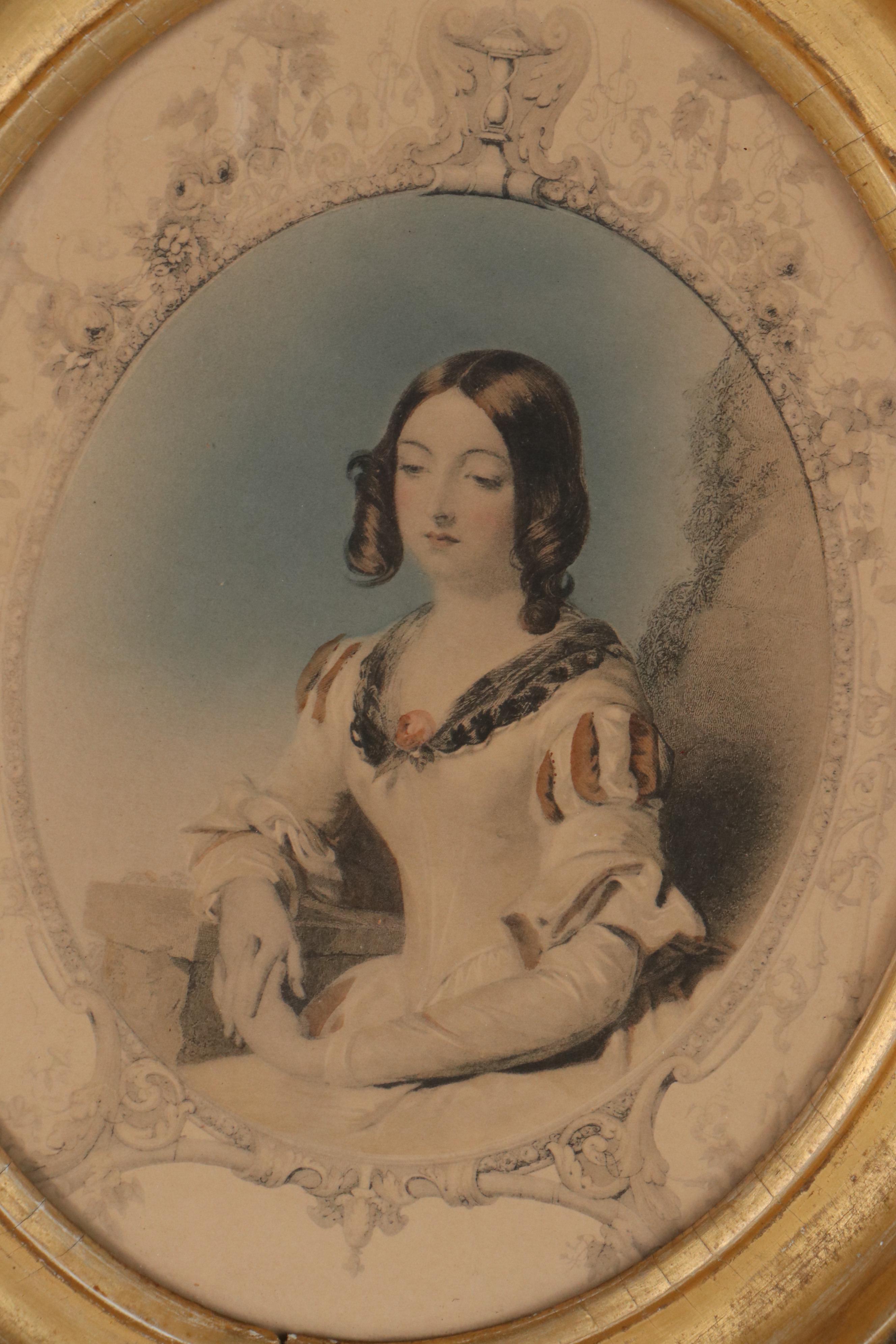 Hand-Colored Lithographs of Young Women Portraits | EBTH