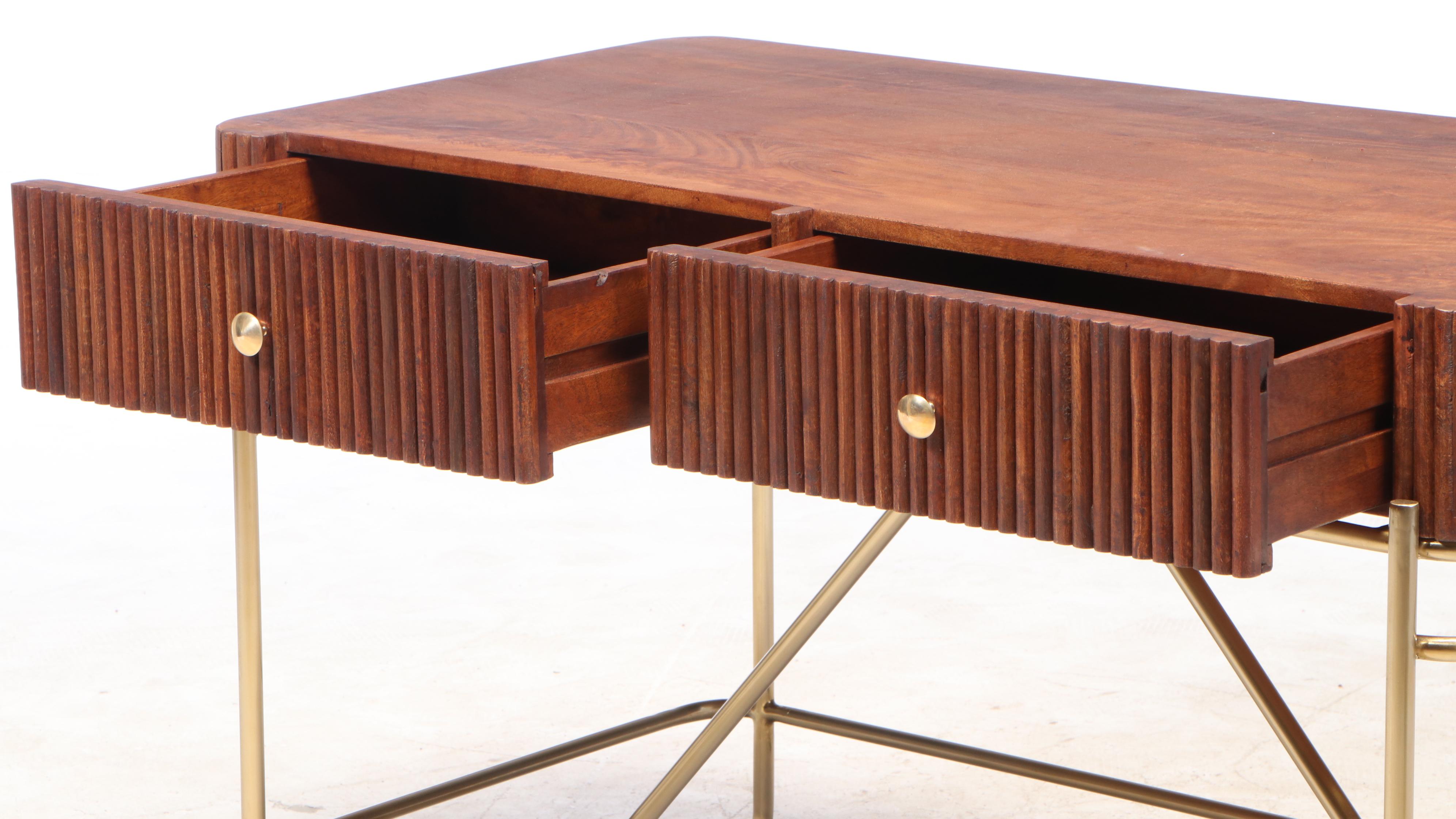 Art Deco Style Mahogany Writing Desk with Reeded Drawers | EBTH
