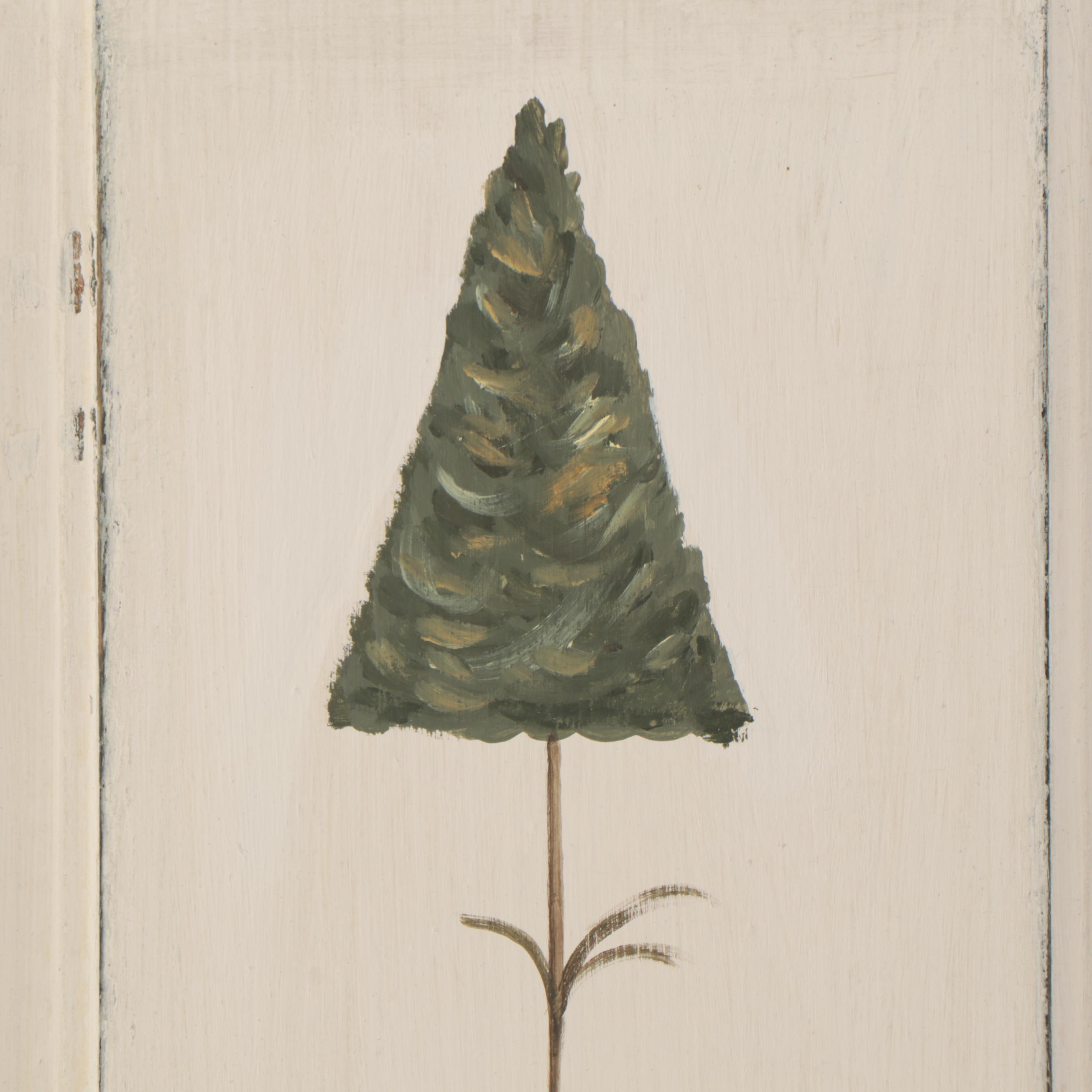 Folk Art Style Acrylic Paintings of Topiaries | EBTH