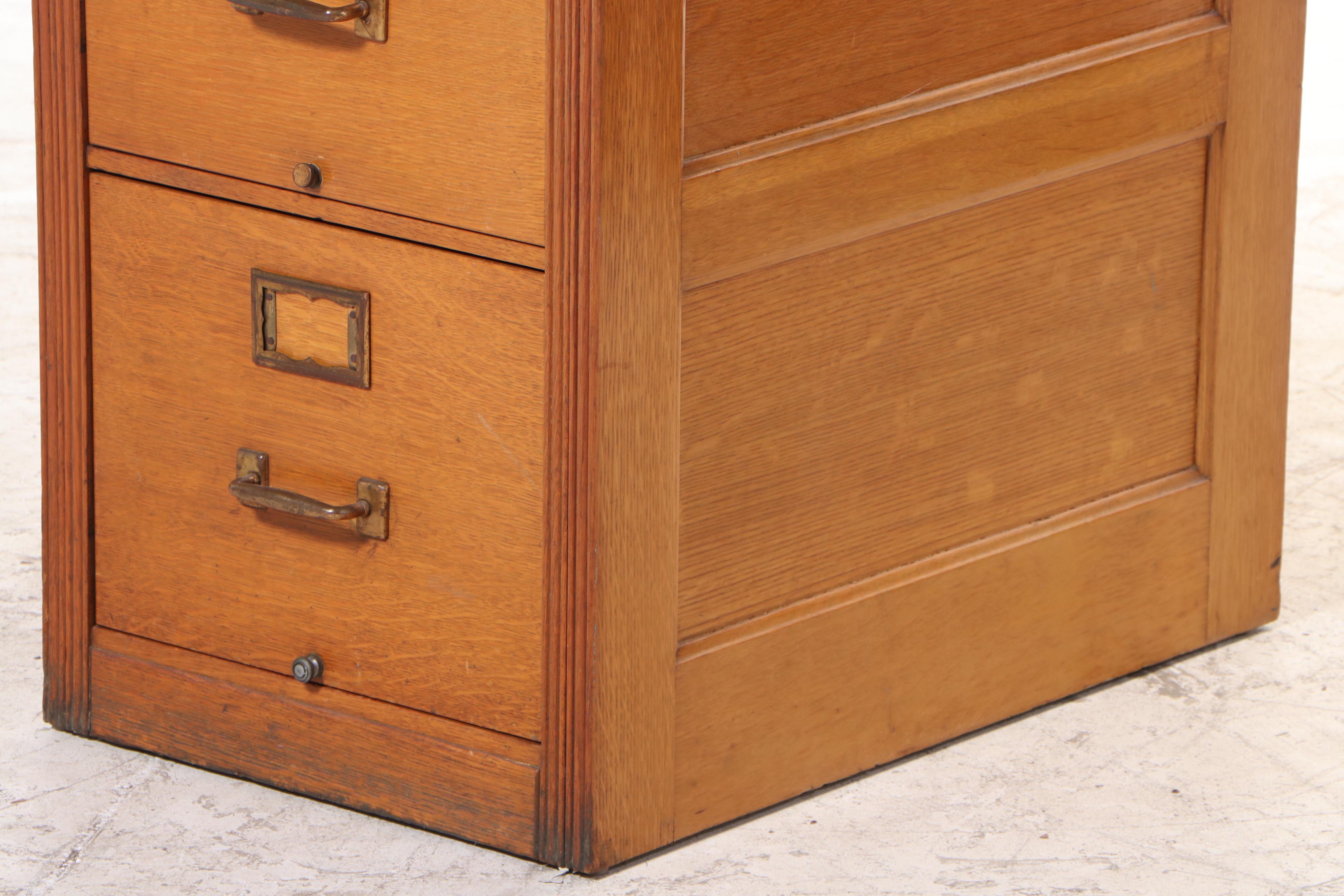 American Quartersawn Oak Four-Drawer File Cabinet, Early to Mid 20th ...