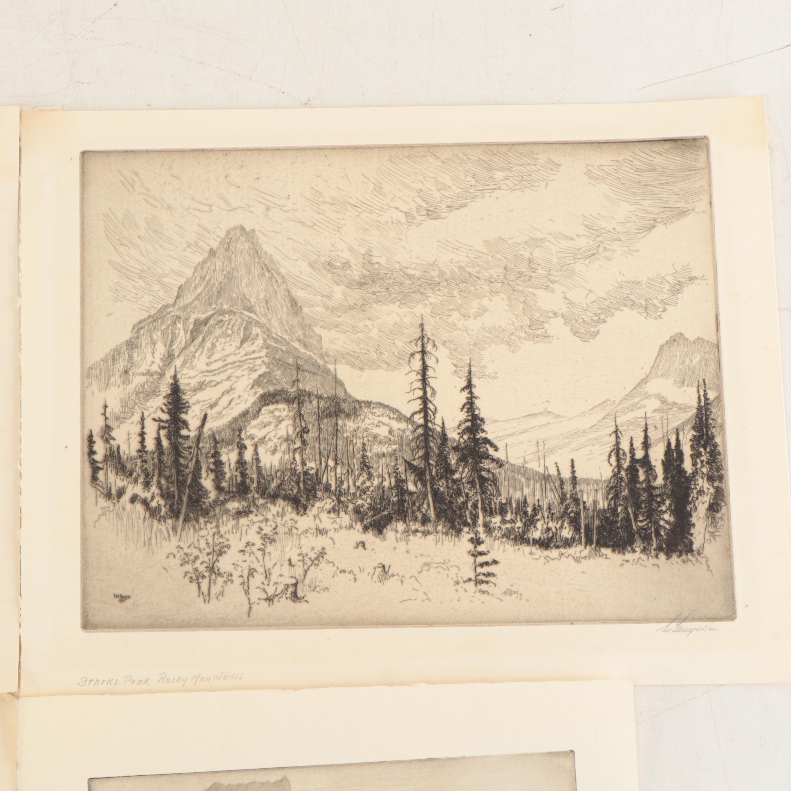 Lee Sturges Etching Including "Stark's Peak," Circa 1920 | EBTH