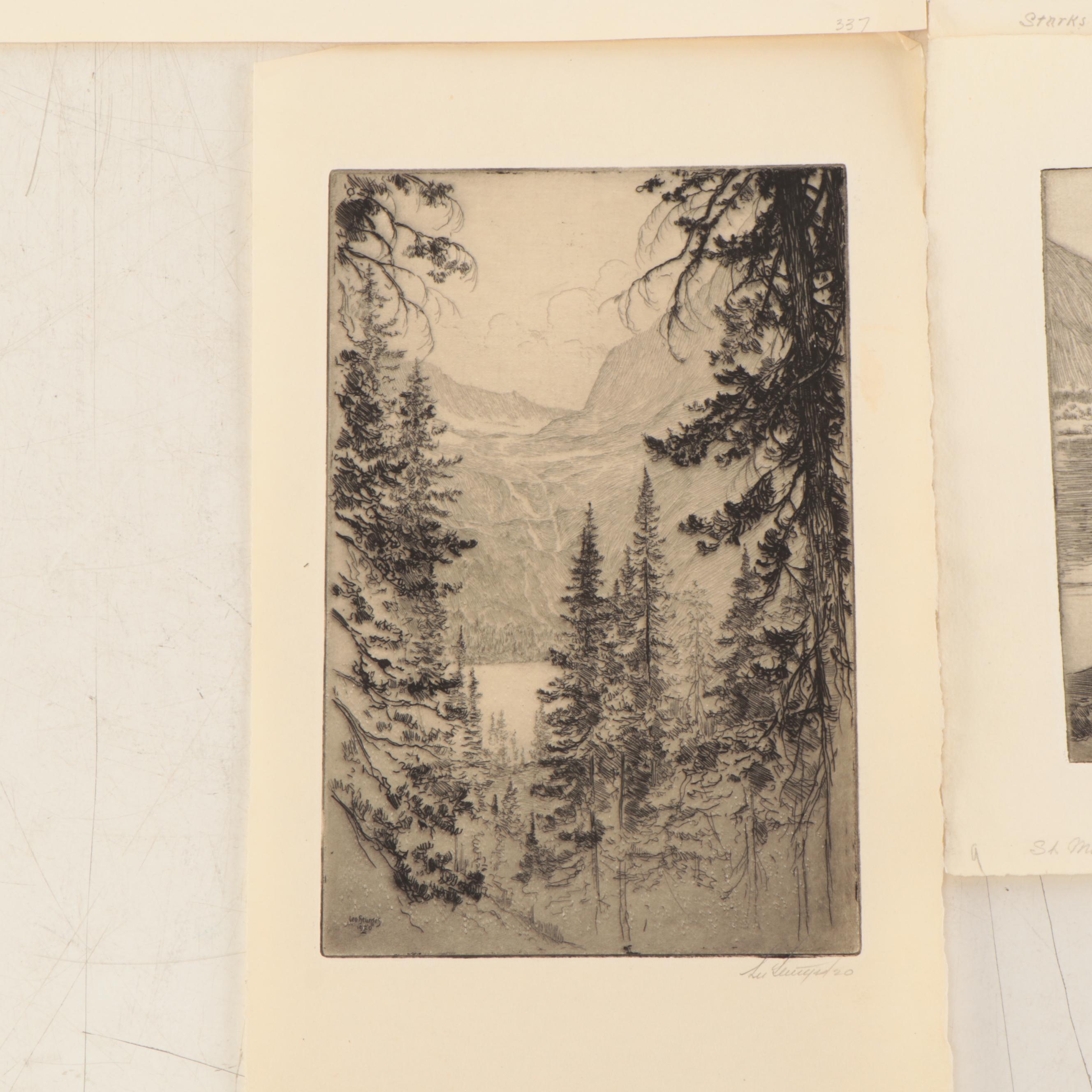Lee Sturges Etching Including "Stark's Peak," Circa 1920 | EBTH
