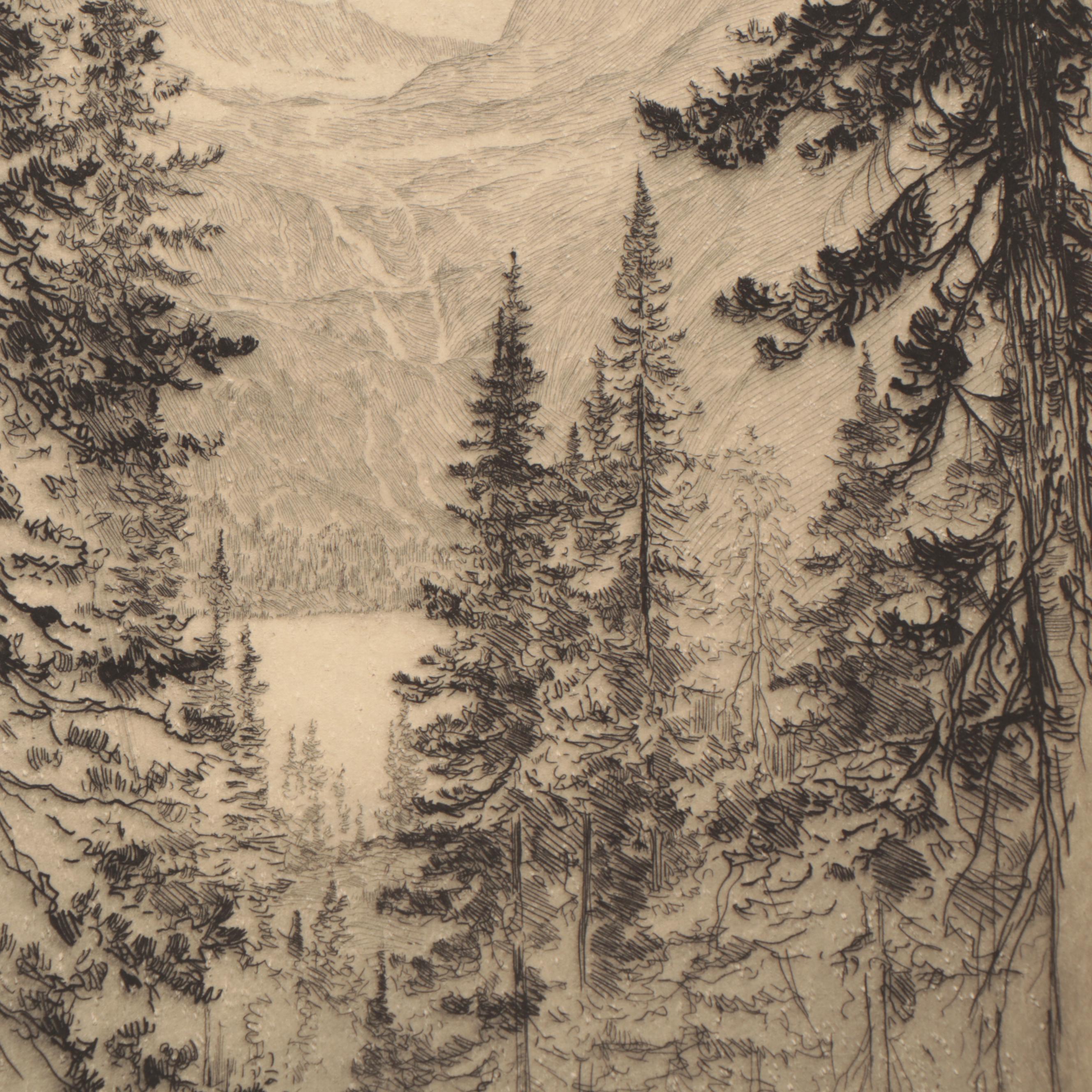 Lee Sturges Etching Including "Stark's Peak," Circa 1920 | EBTH