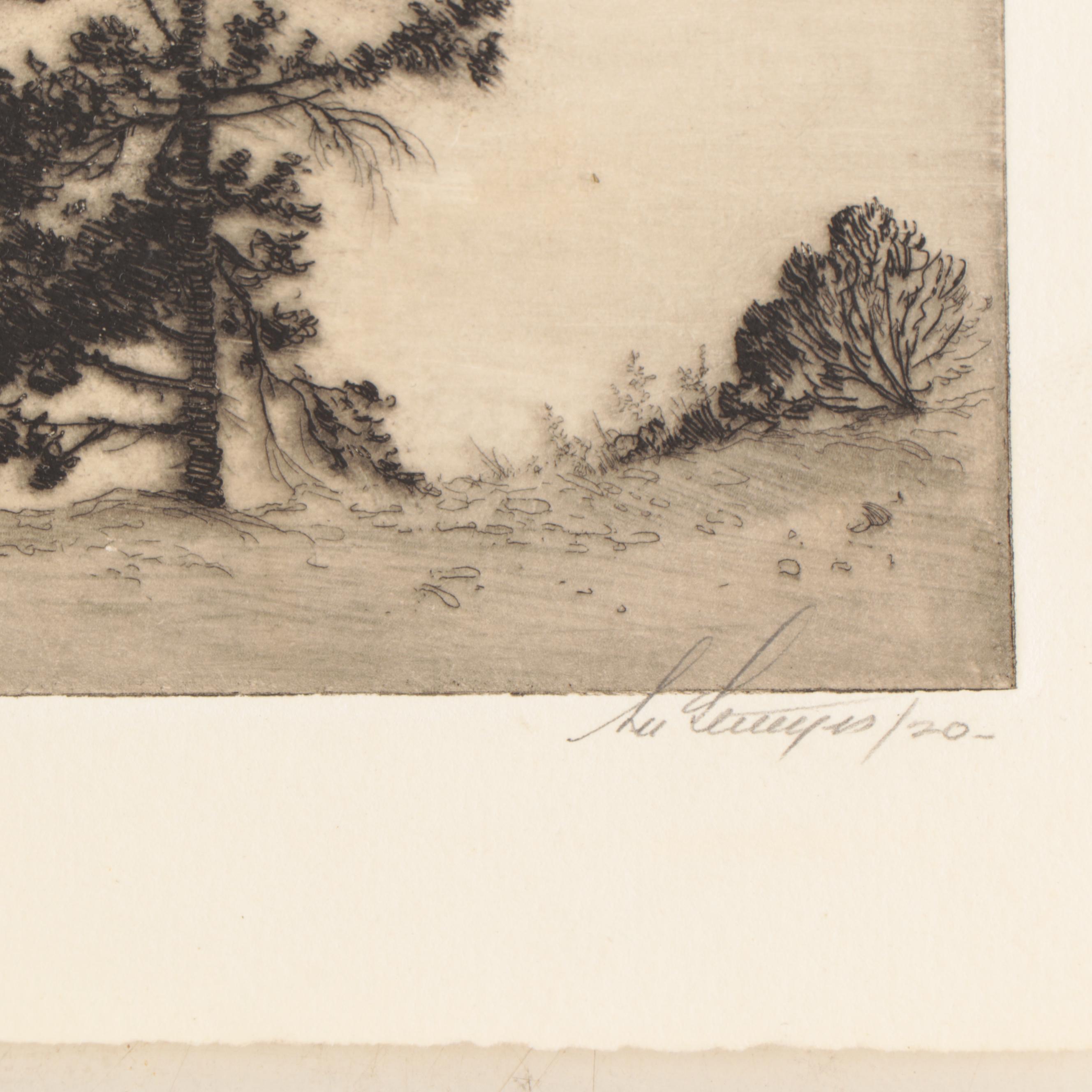 Lee Sturges Etching Including "Stark's Peak," Circa 1920 | EBTH