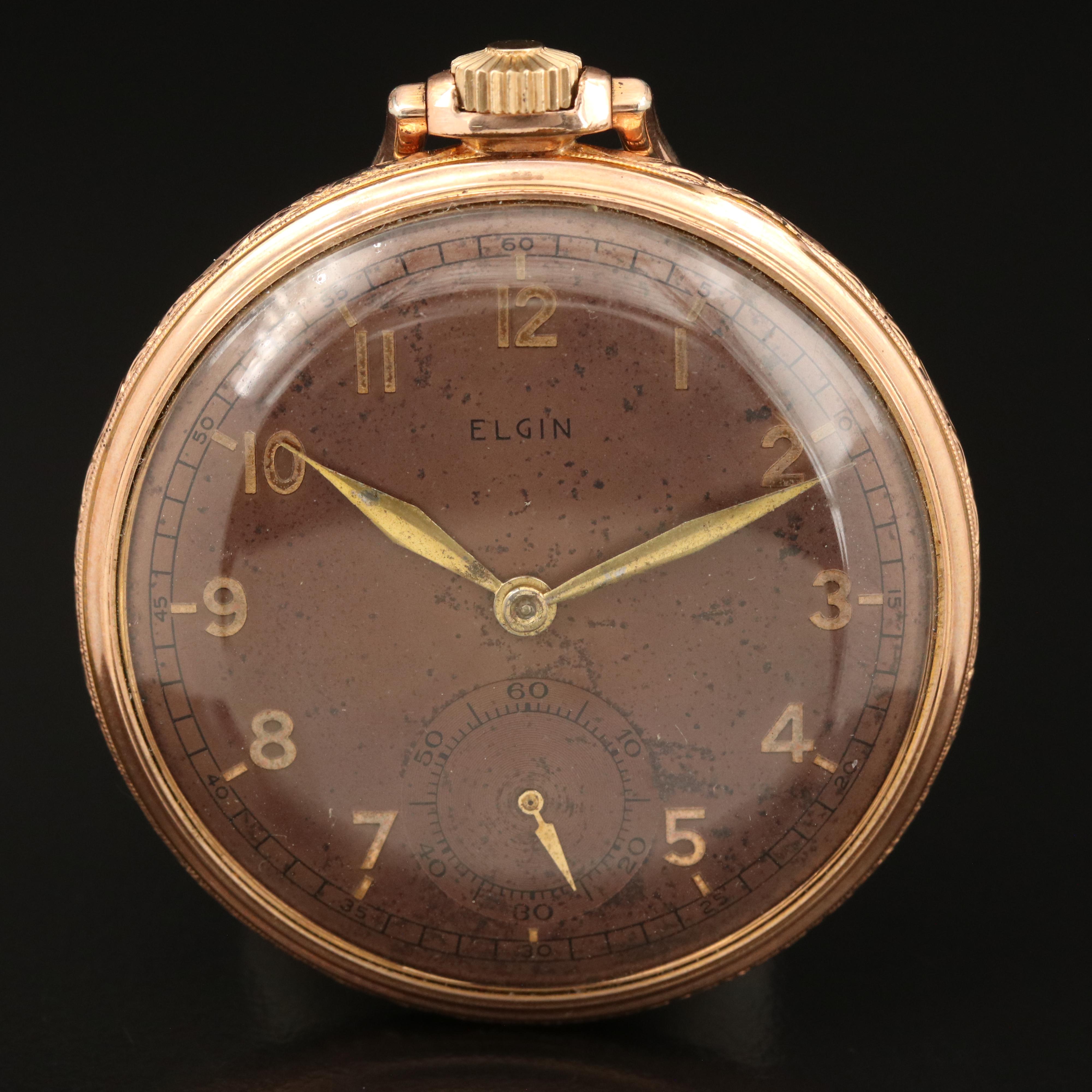 1942 Elgin 10K Rolled Gold Plate Pocket Watch | EBTH