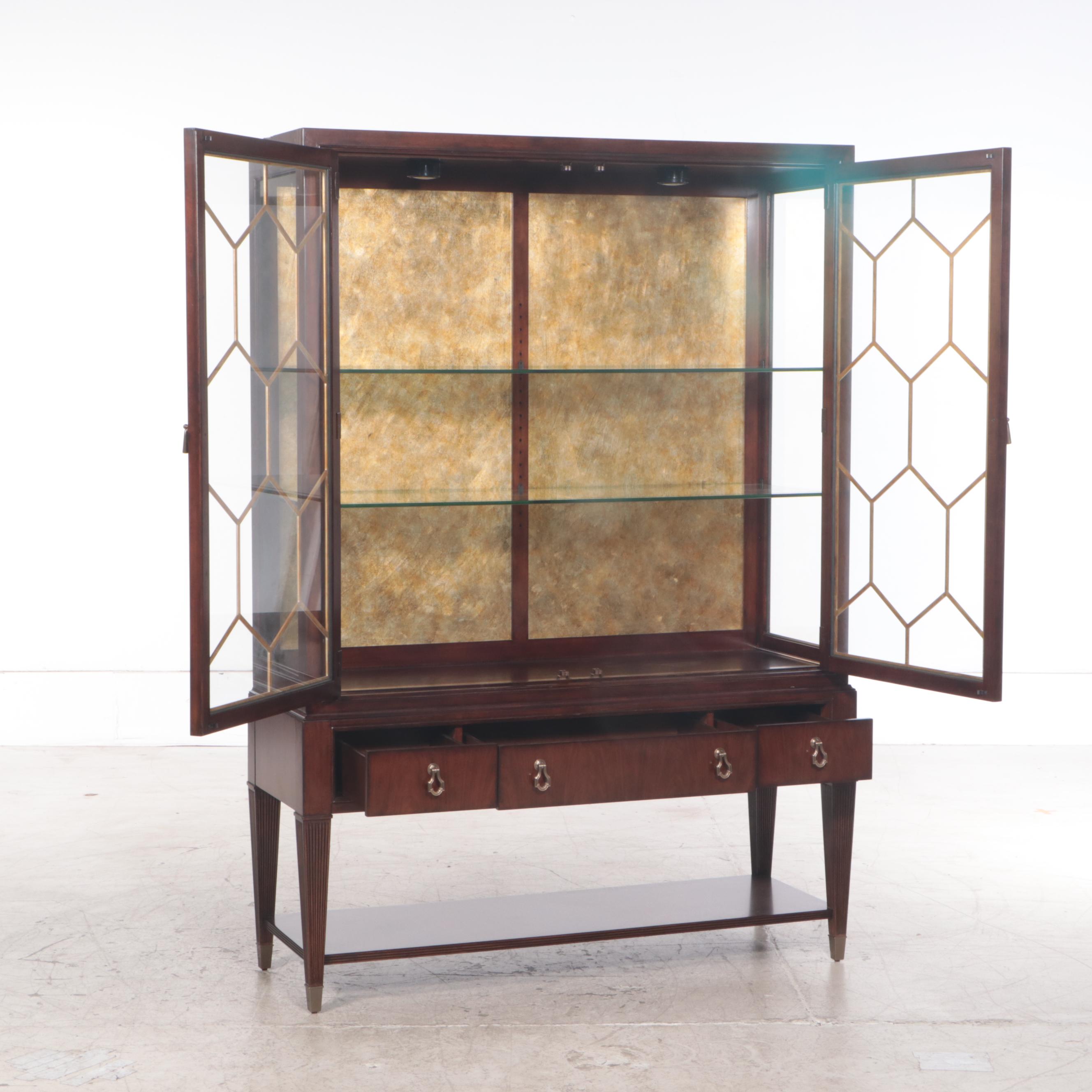 Lexington Neoclassical Style China Cabinet/Buffet with Hexagonal Gilt ...