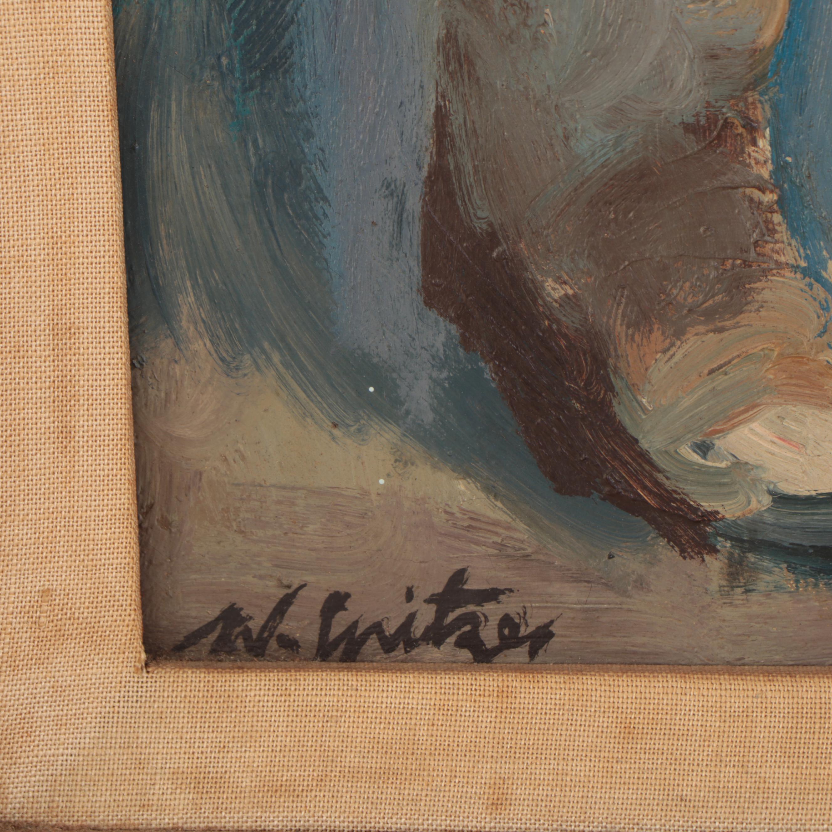 Walter Spitzer Figural Oil Painting of a Man With Music Box | EBTH