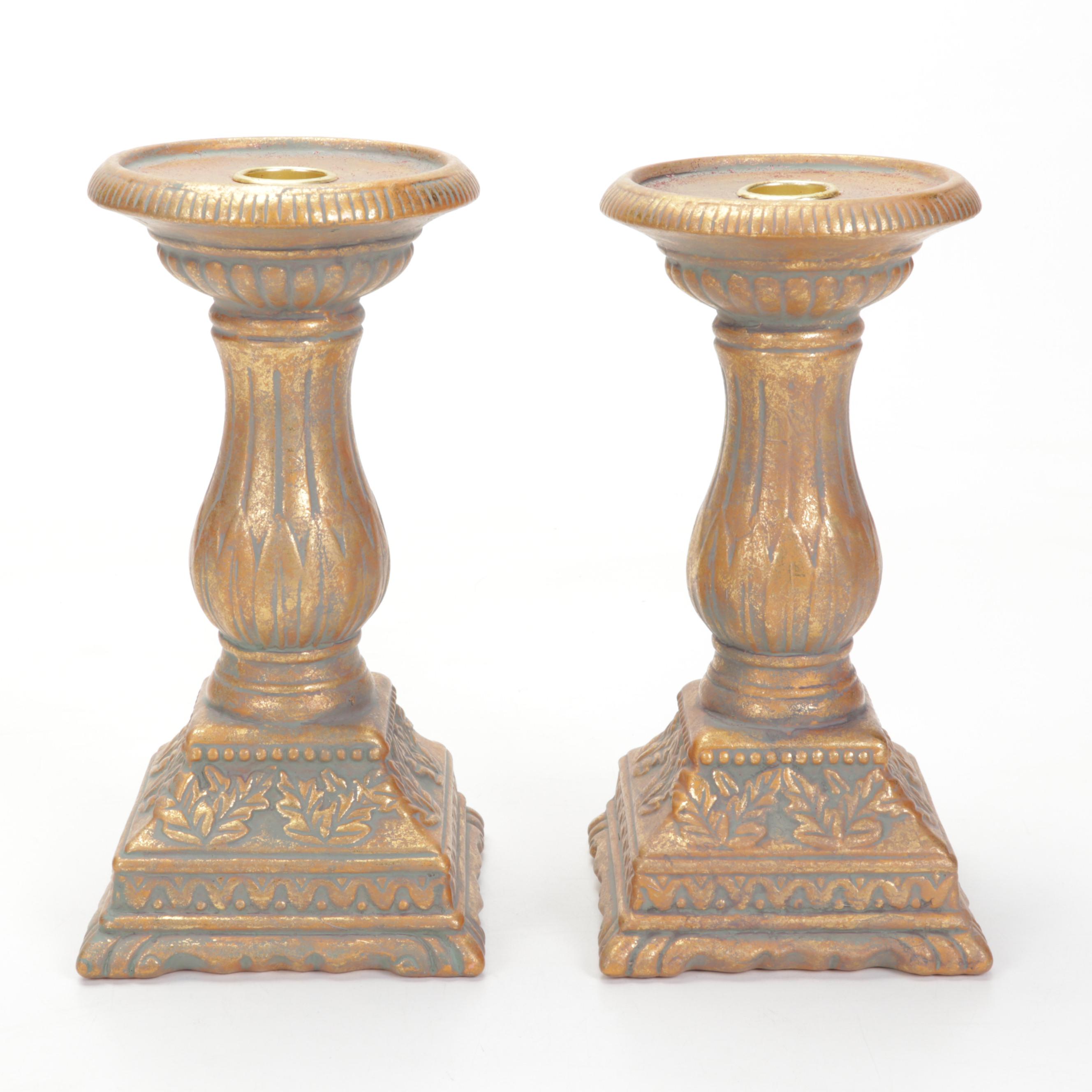 Thai Ceramic Celadon Vases with Gilded Candlesticks and Other Décor | EBTH