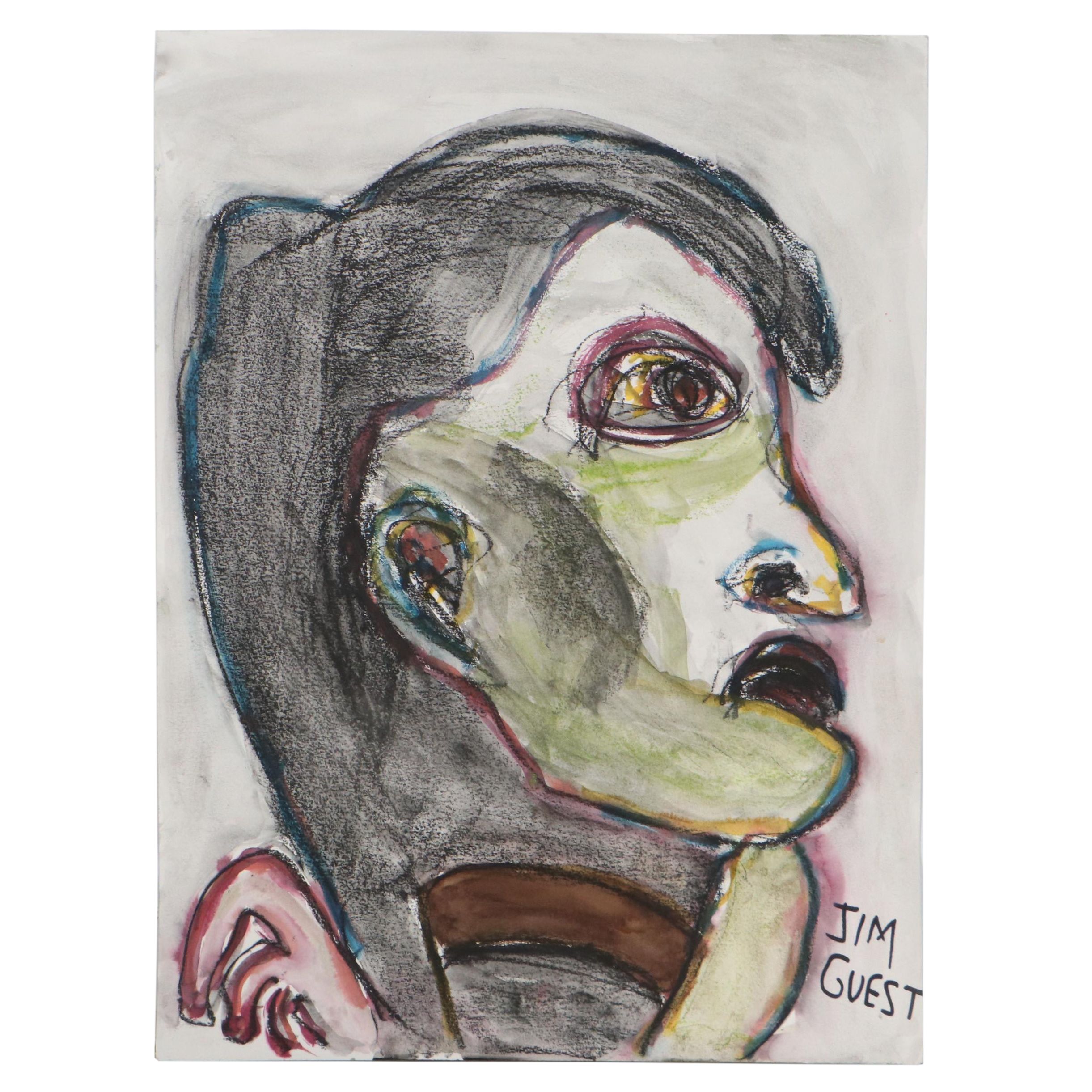 Jim Guest Portrait Mixed Media Painting | EBTH