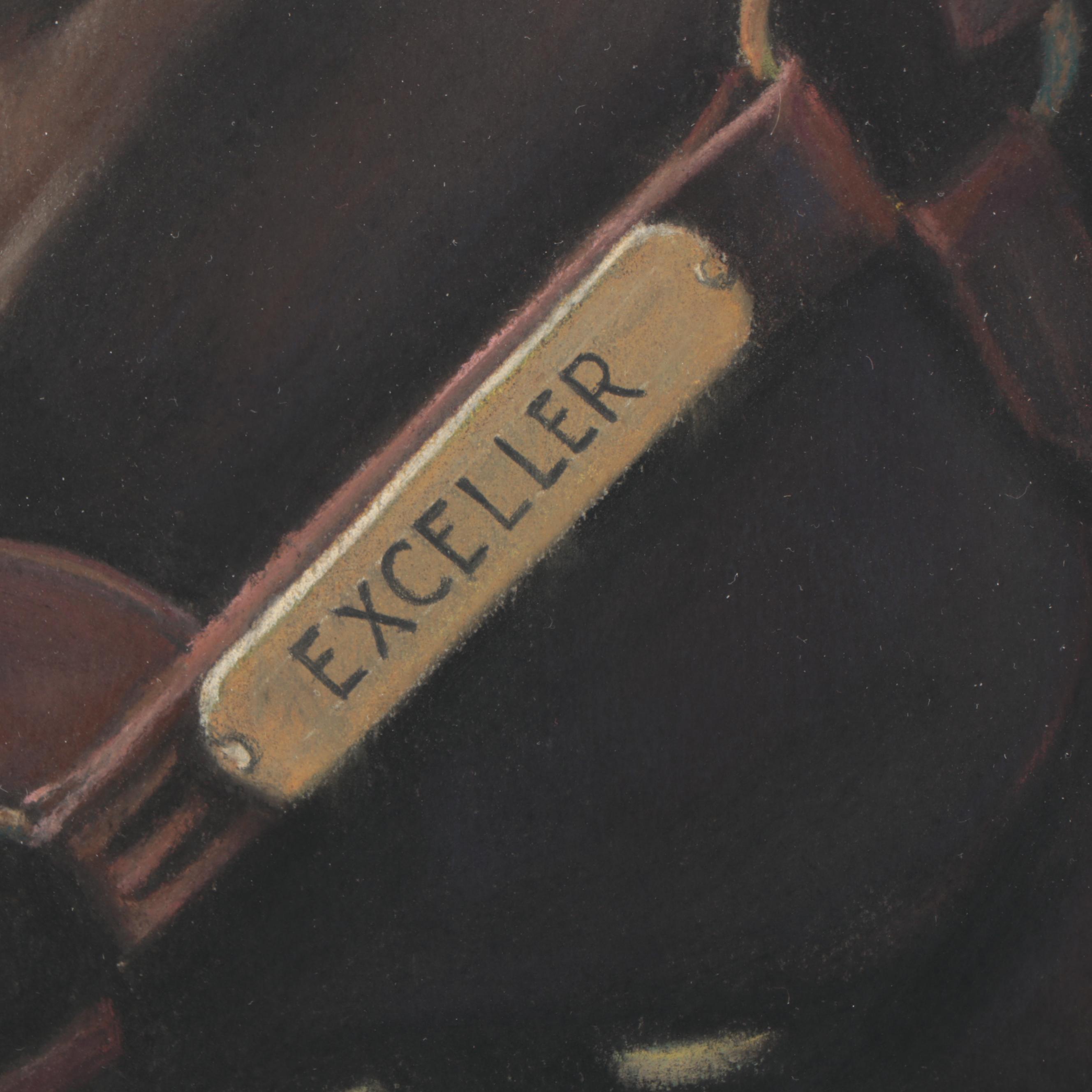 M. Jerry Puleo Portrait Pastel Drawing of Race Horse "Exceller" | EBTH