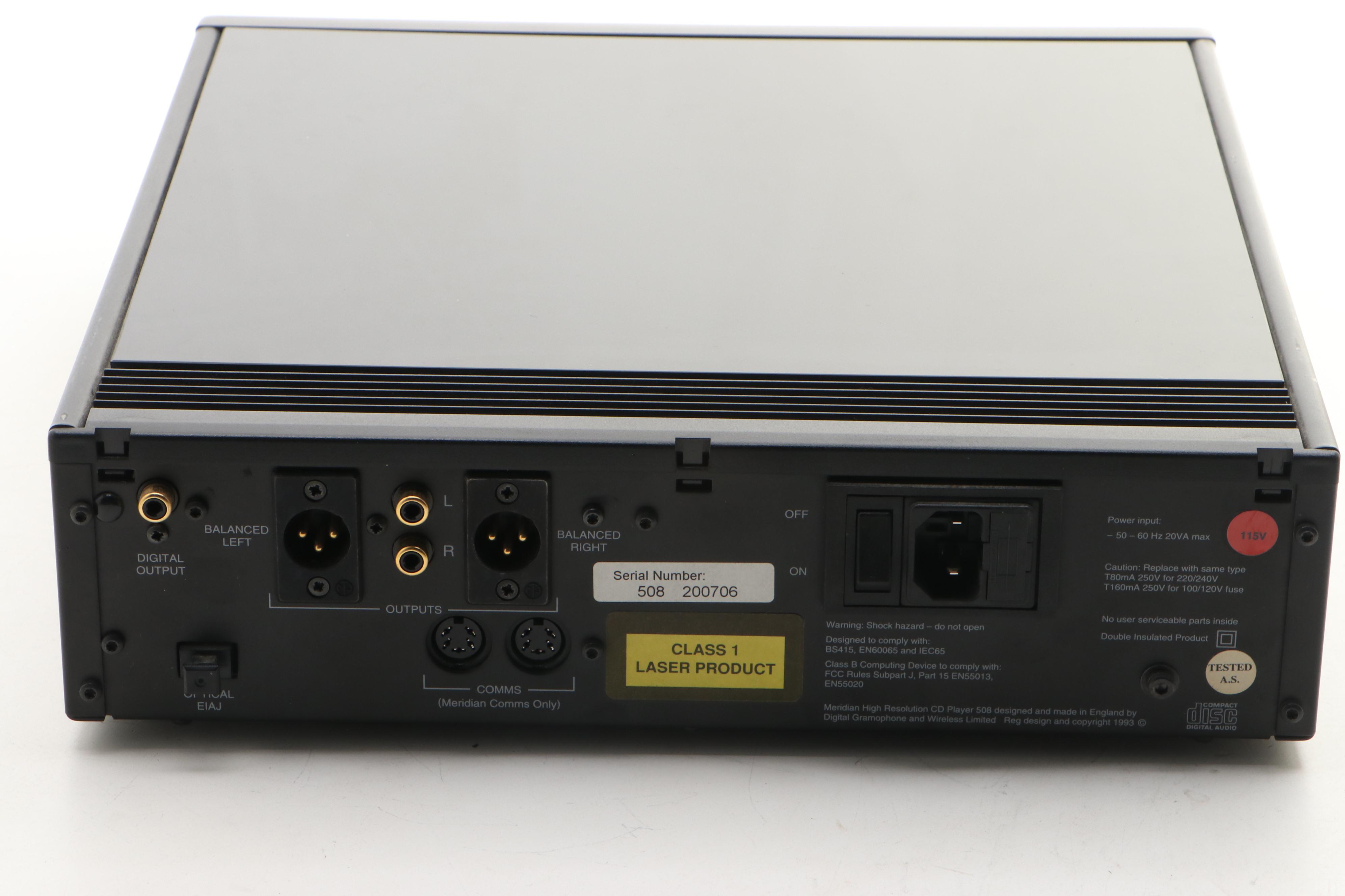 Boothroyd Stuart Meridian 508 High Resolution CD Player, Late 20th ...