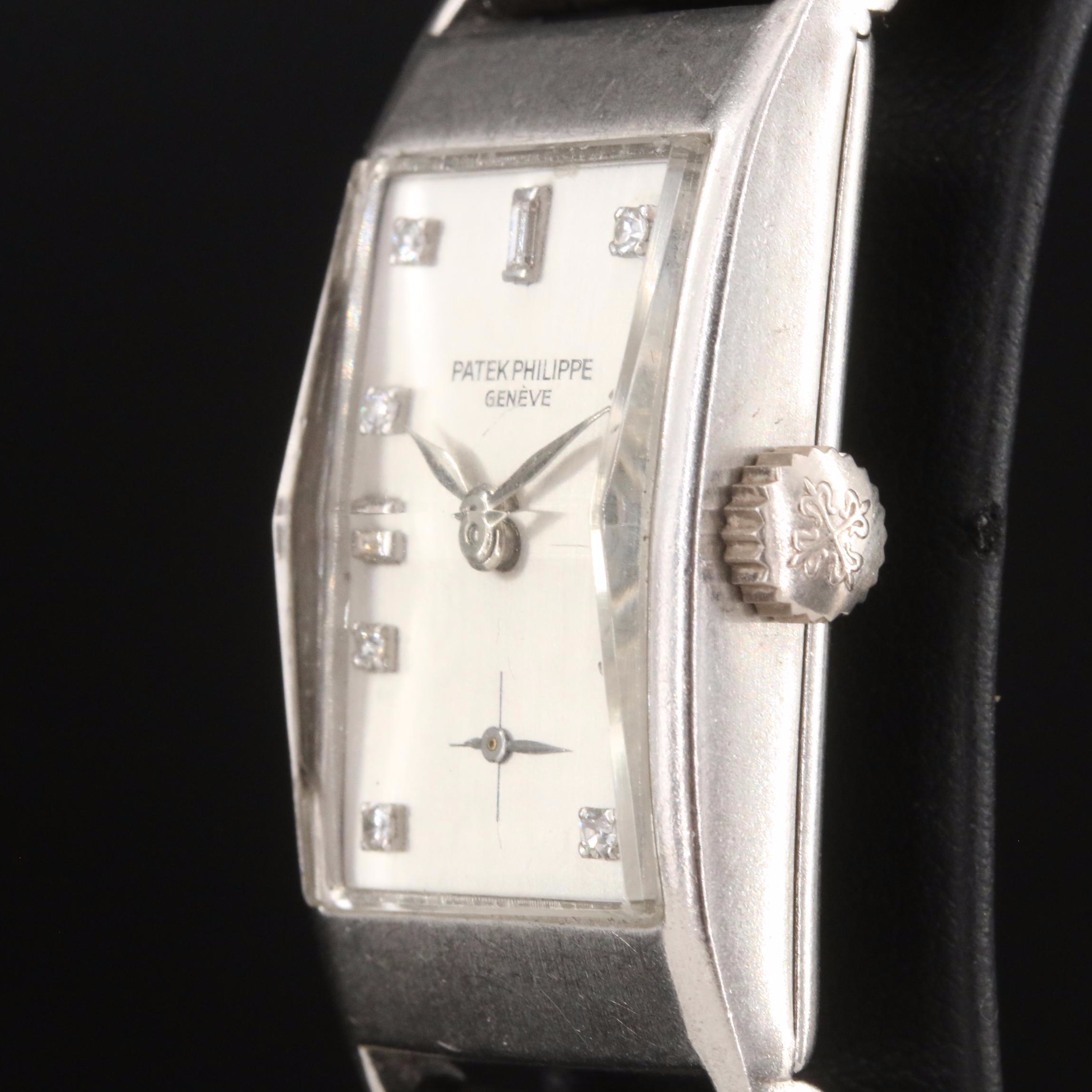 Platinum Vintage Patek Philippe Tank Style Diamond Wristwatch | EBTH
