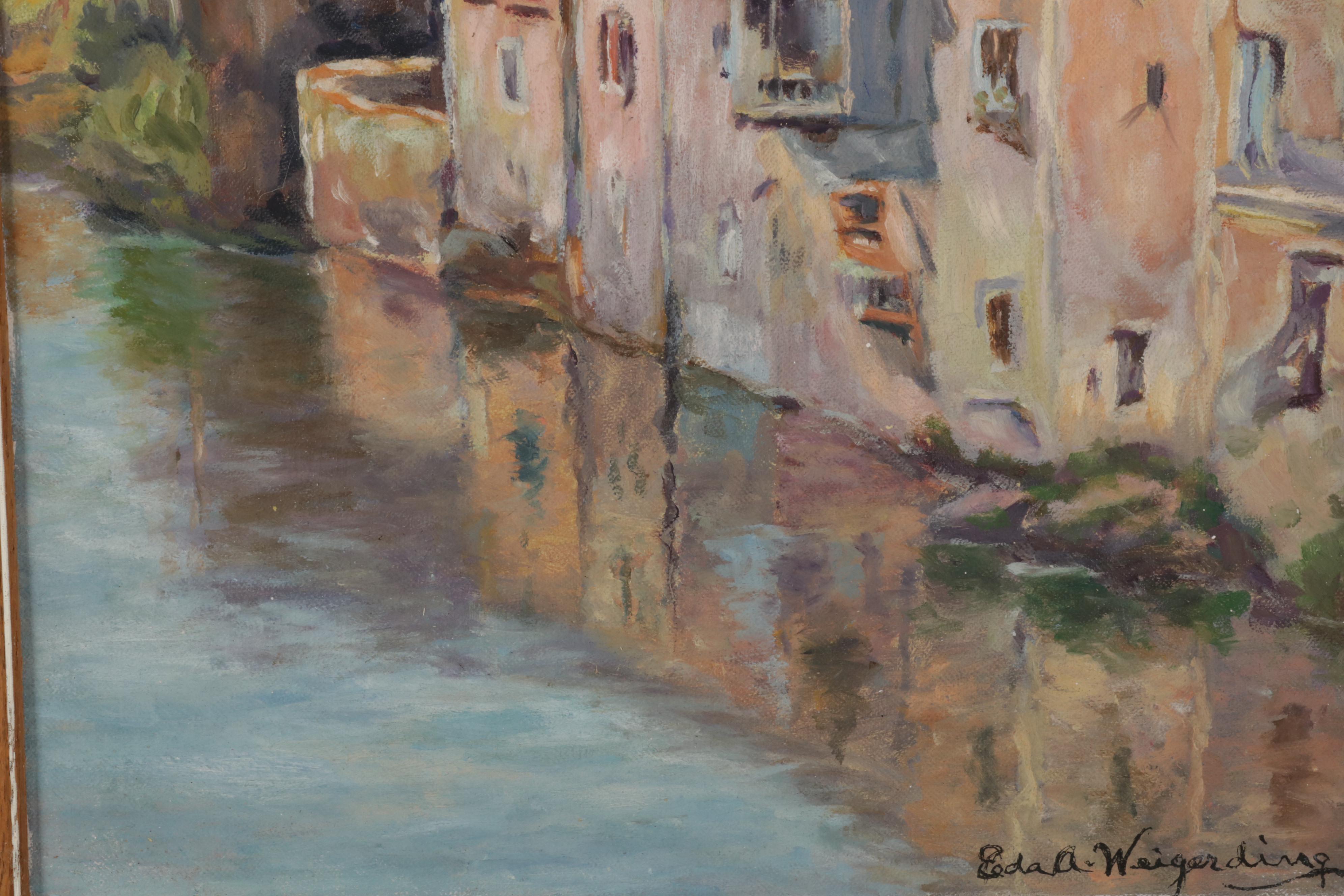 Edna Weigerding Oil Painting "Old Buildings by the Sea" | EBTH