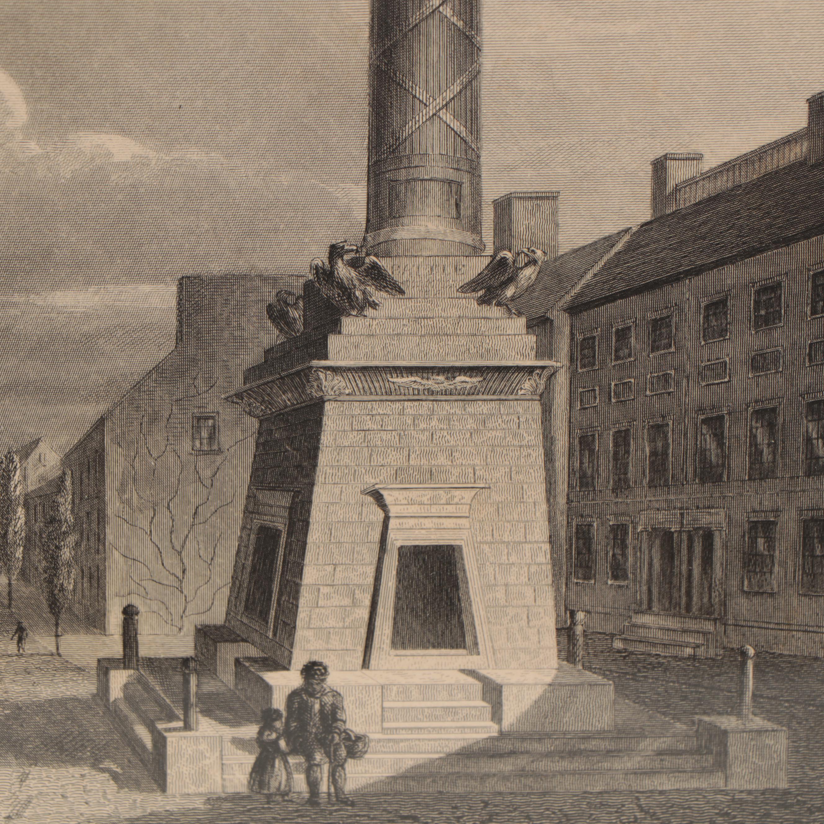 Engraving After William Goodacre "Battle Monument, Baltimore," Late ...