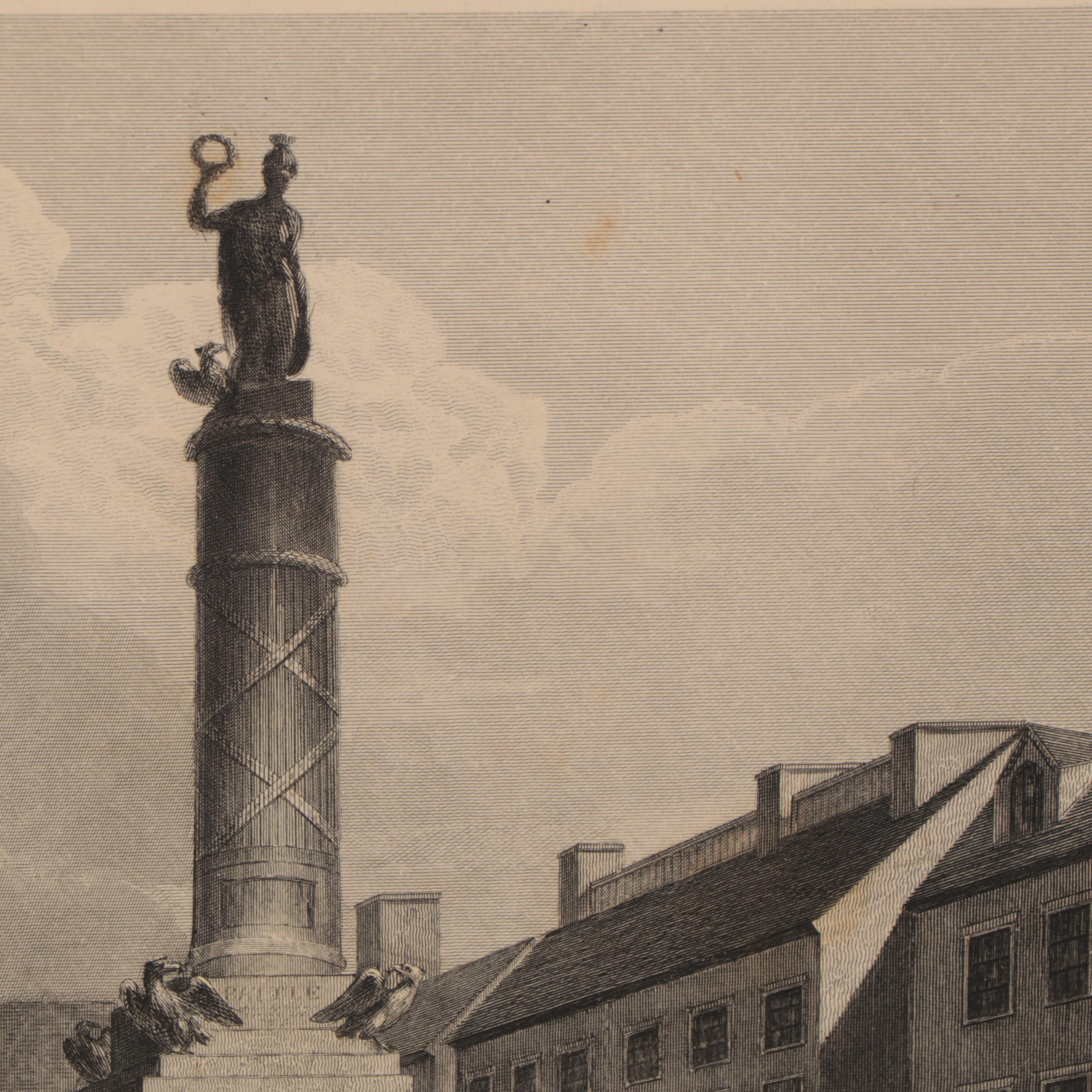 Engraving After William Goodacre "Battle Monument, Baltimore," Late ...