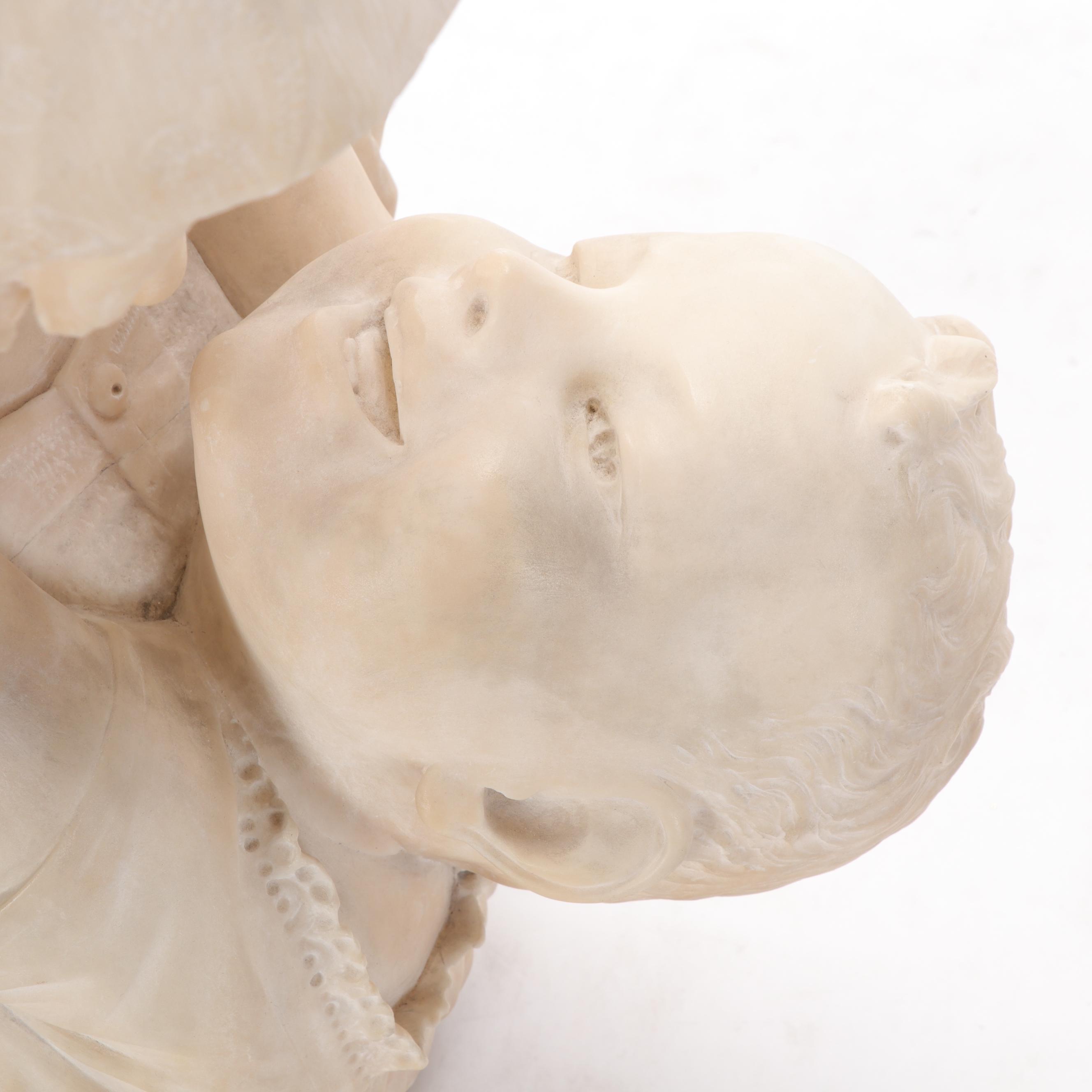 Studio of Fernandino Vichi Alabaster Double-Bust of Mother and Child ...