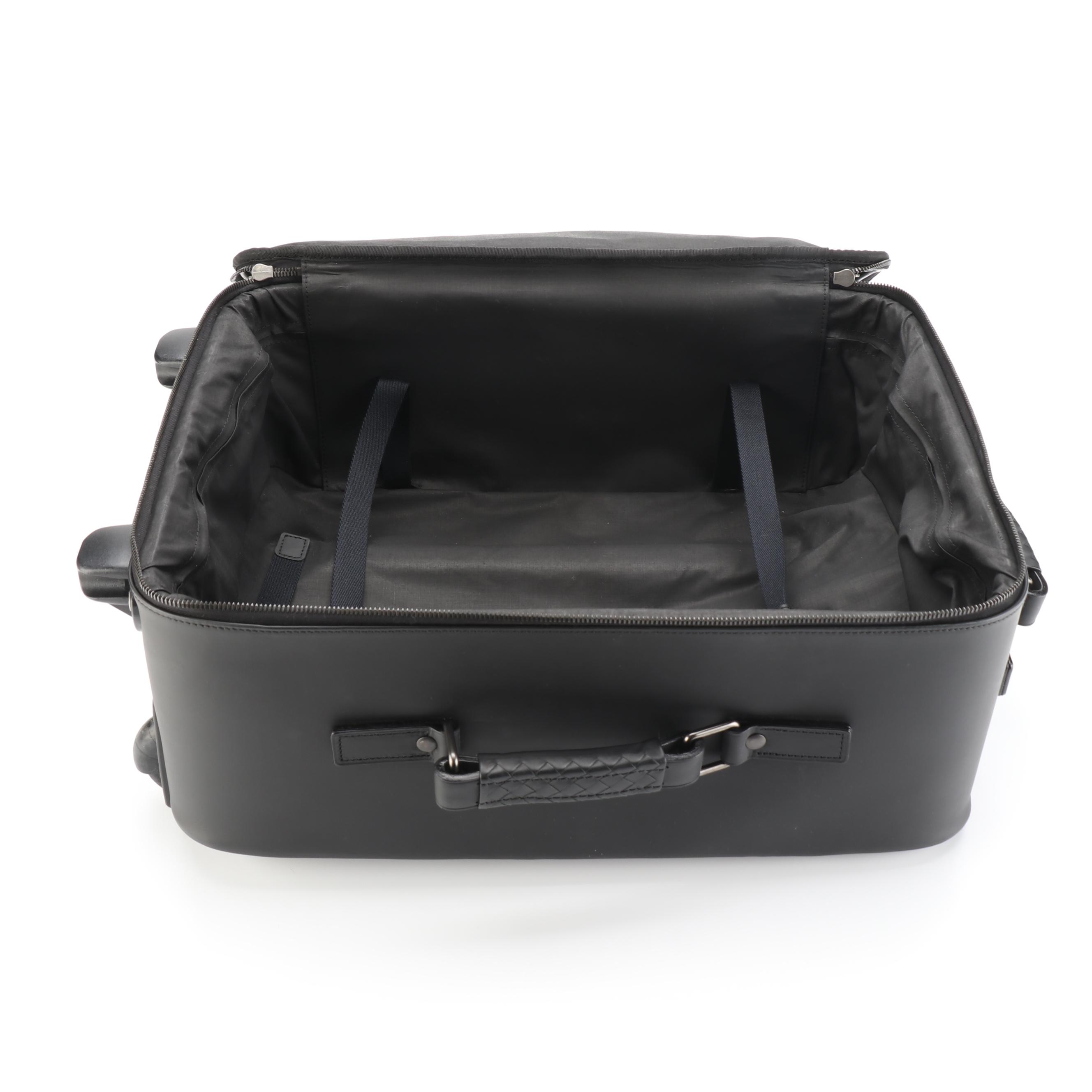 Bottega Veneta 19" Trolley Suitcase in Black Intrecciato and Smooth ...