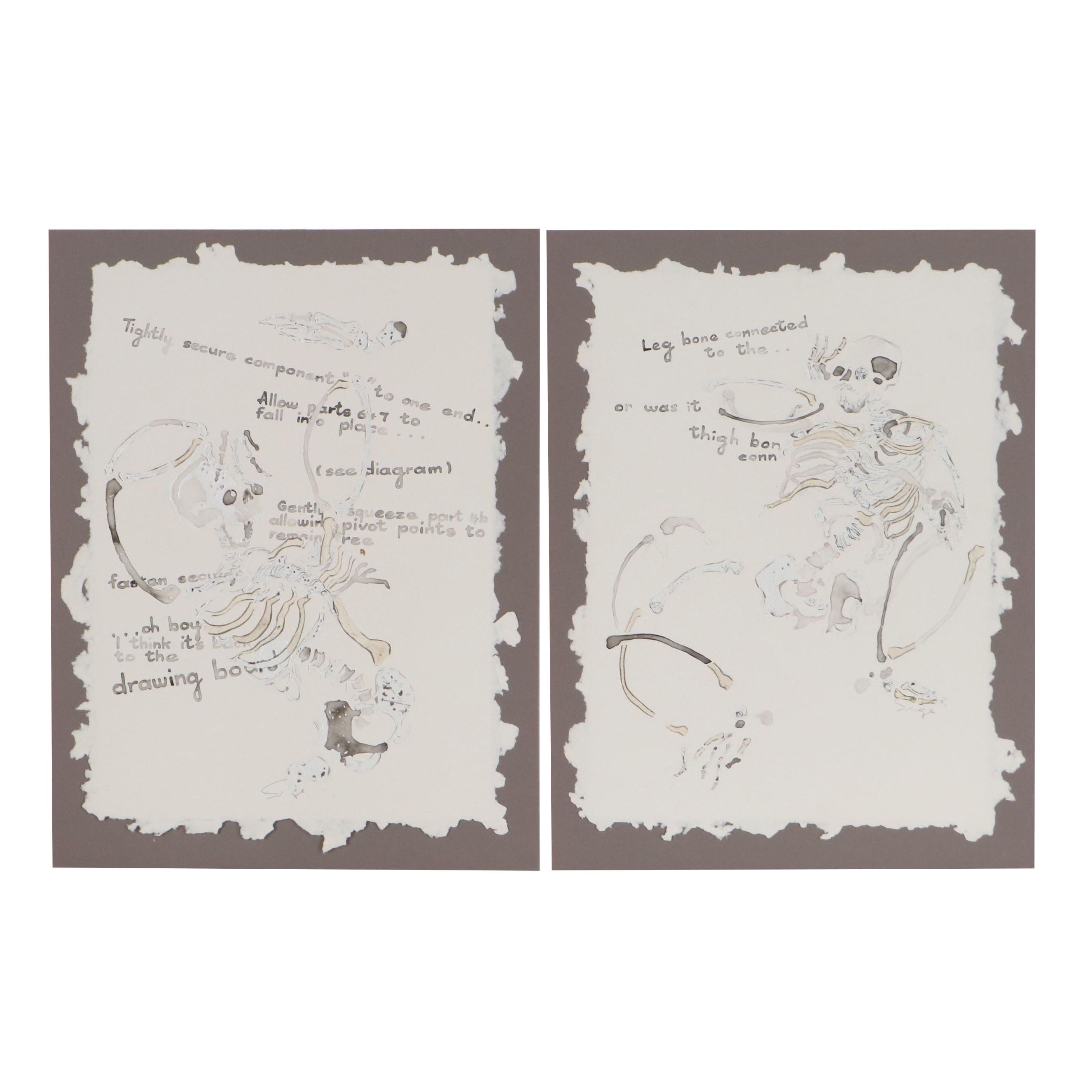 Walter Sorge Mixed Media Paintings of Skeletons | EBTH