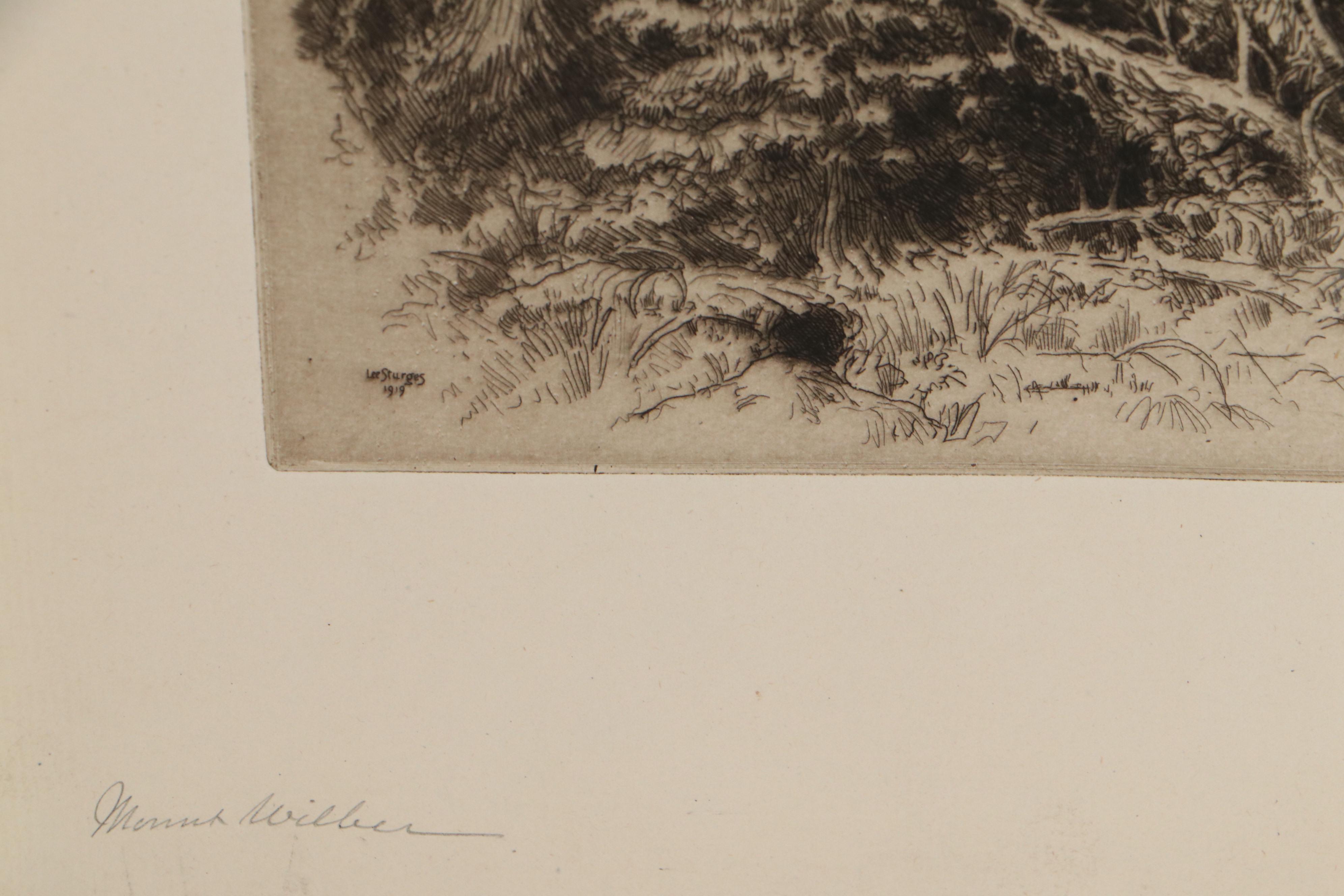 Lee Sturges Mountain and Totem Landscape Etchings, Circa 1925 | EBTH