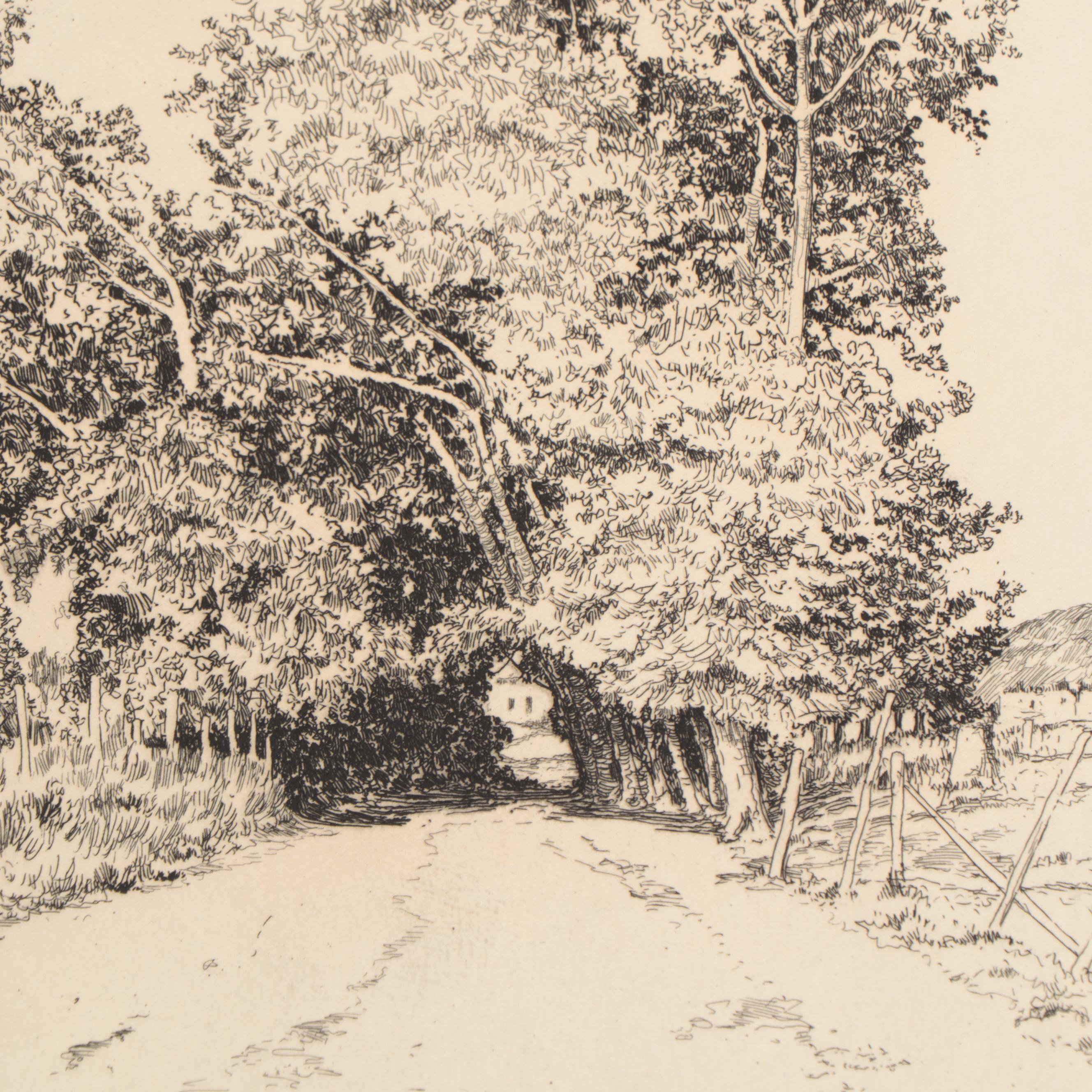Lee Sturges Landscape Etchings Including "Corn Stubble" , Early 20th ...