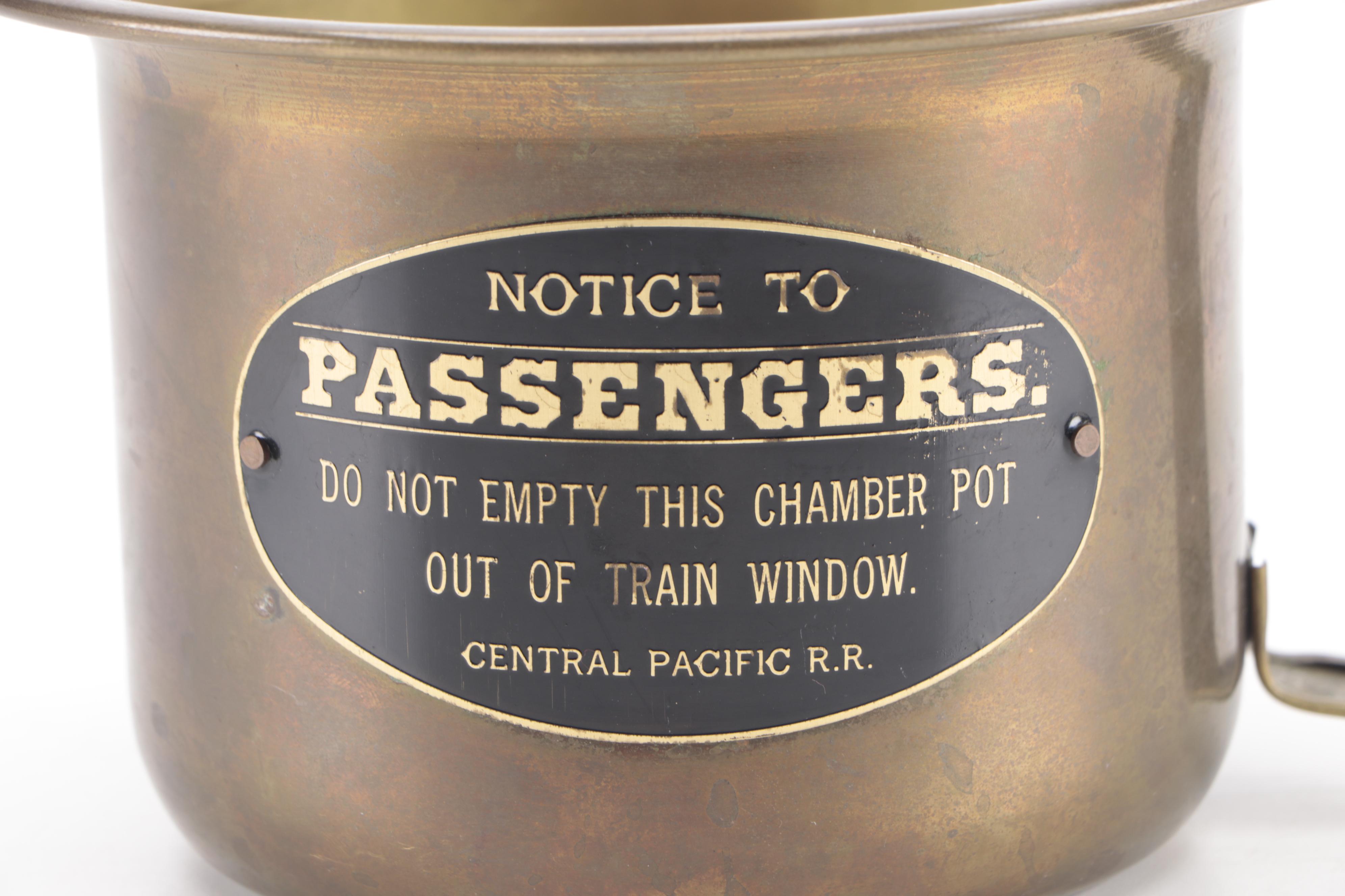 Central Pacific Railroad Brass Chamber Pot, Early to Mid-20th Century ...