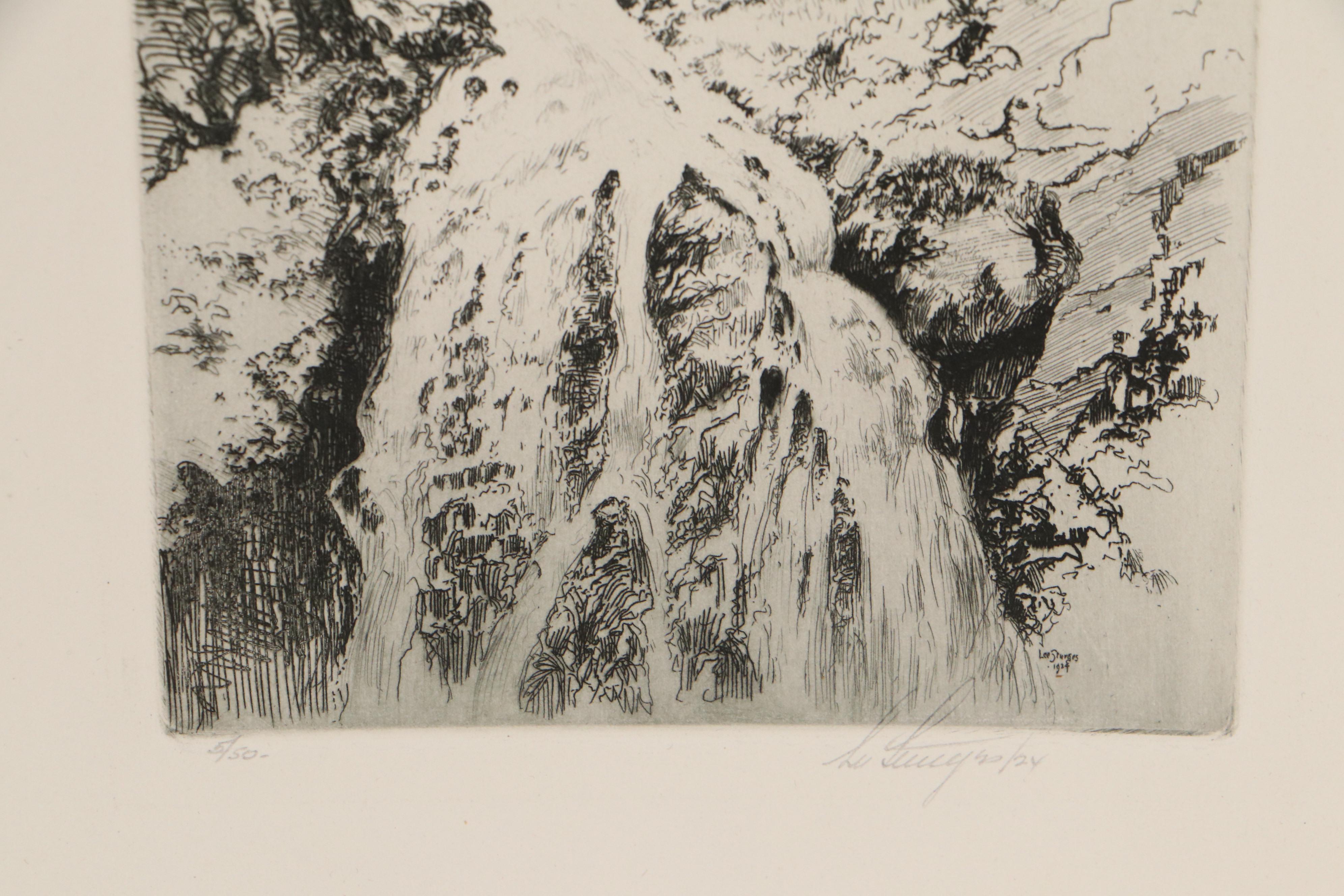 Lee Sturges Etchings Including "Falling Water," 1924 | EBTH