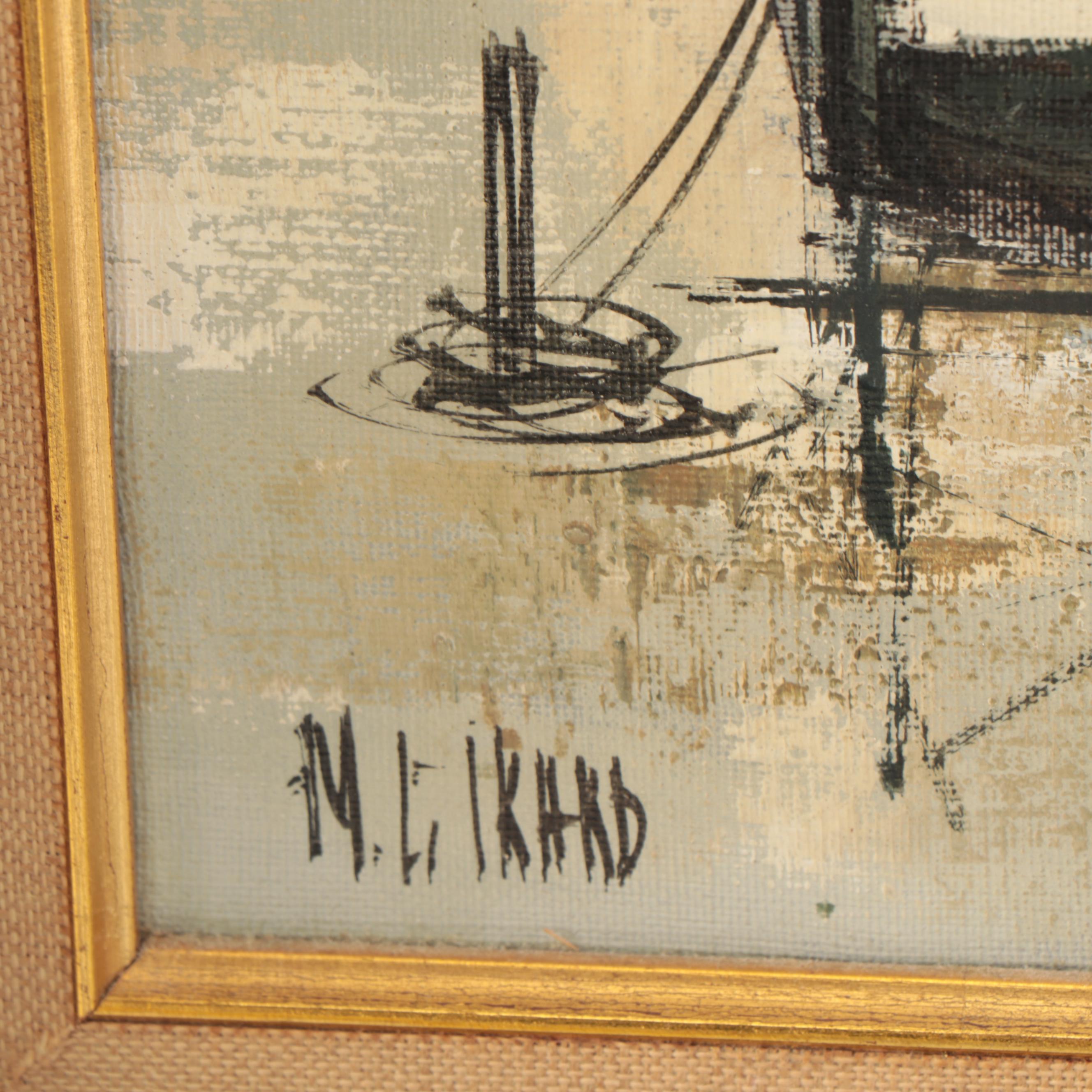 Marius Girard Oil Paintings of Harbor and Street Scene, Late 20th ...