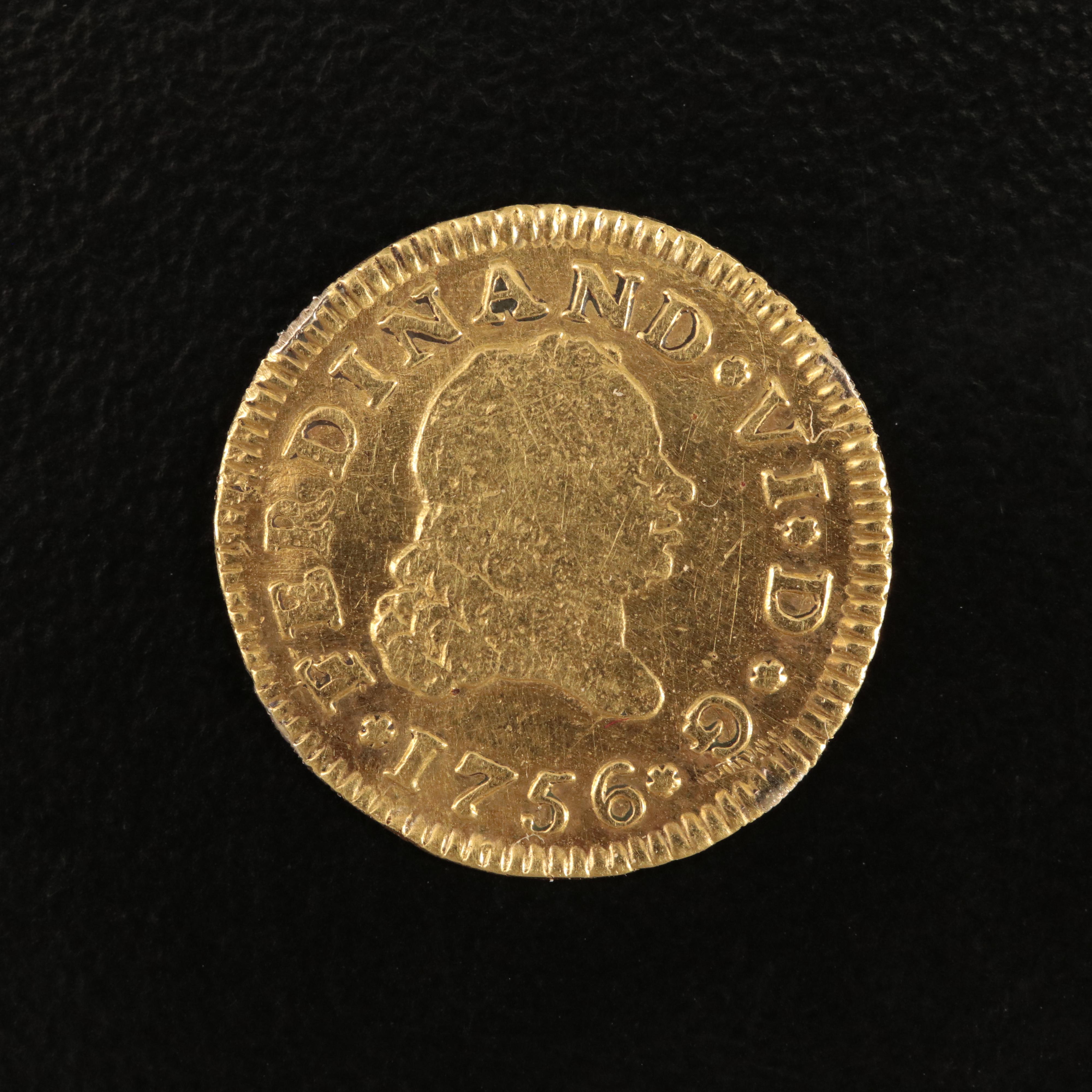 1756 Spain 1/2 Escudo Gold Coin | EBTH