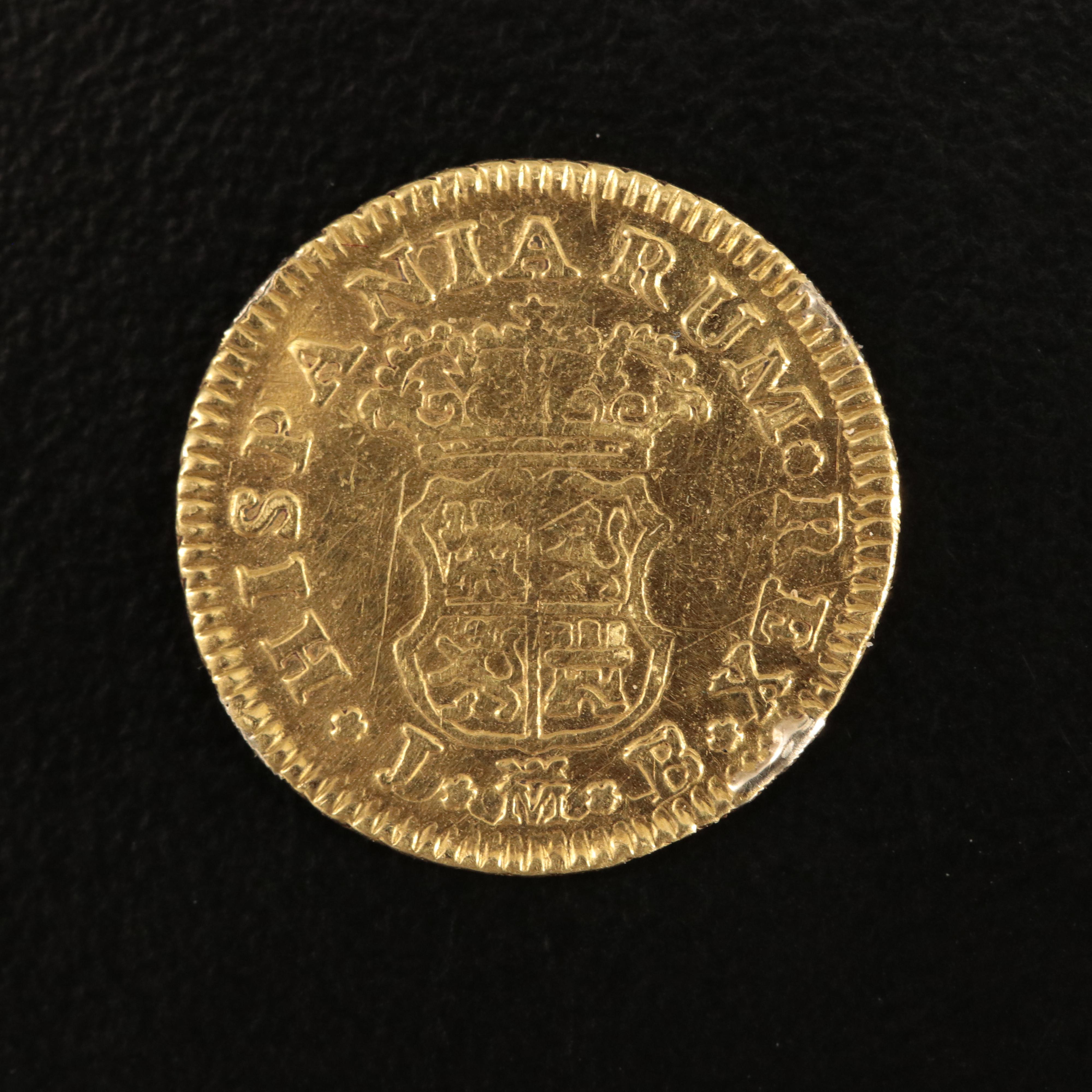 1756 Spain 1/2 Escudo Gold Coin | EBTH