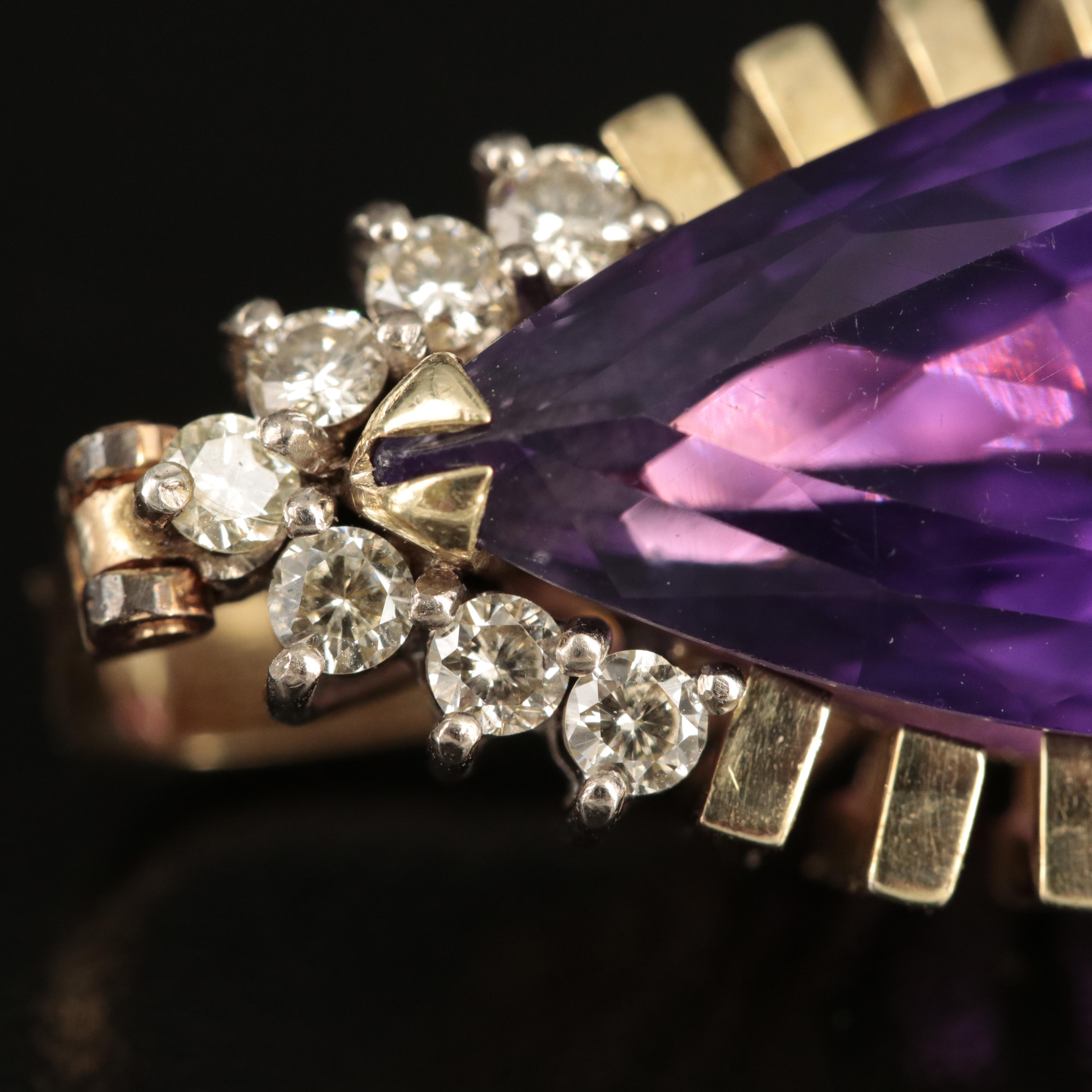 14K Amethyst and Diamond Enhancer Pendant | EBTH