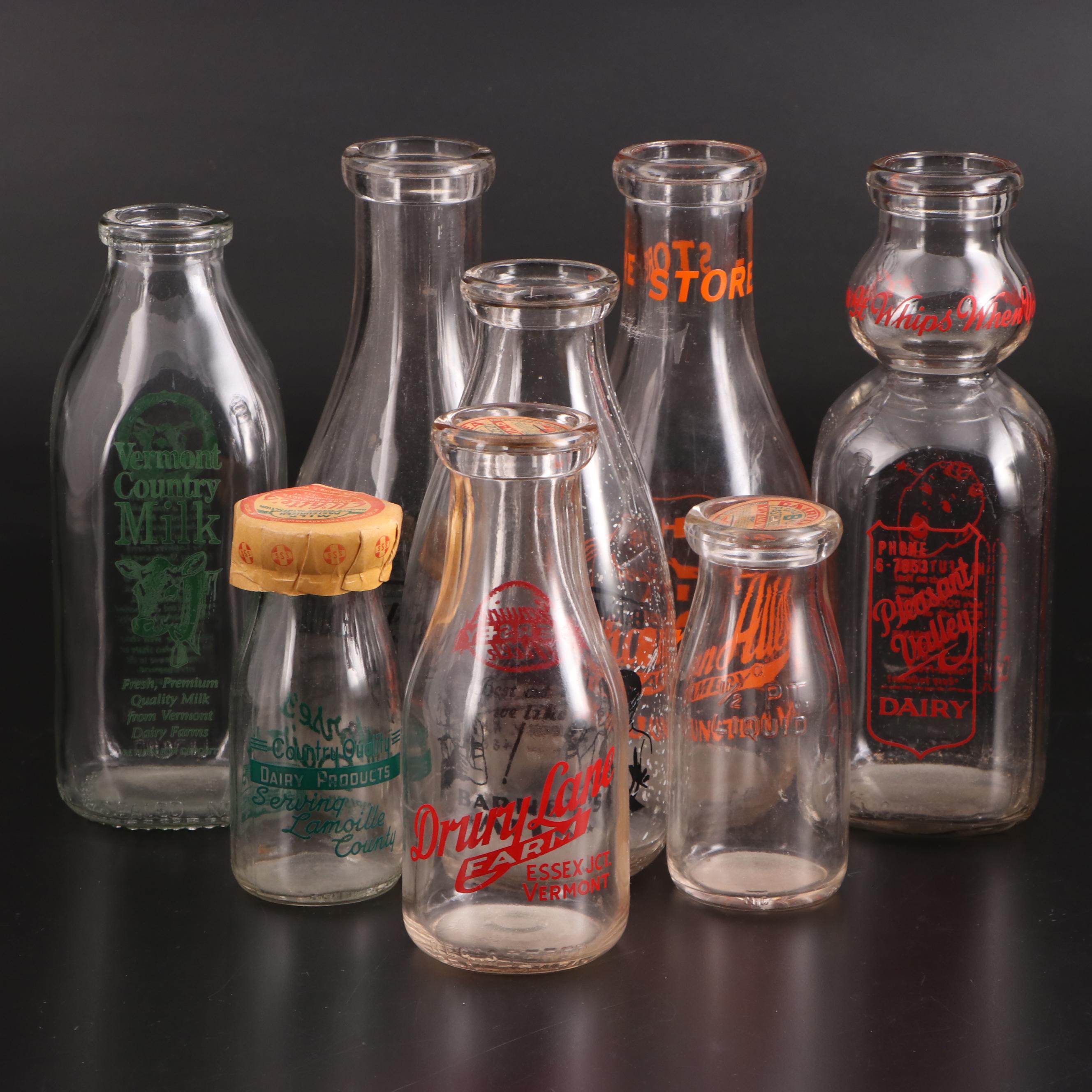 Barney's Dairy, Ethan Allen, Pleasant Valley with Other Glass Dairy ...