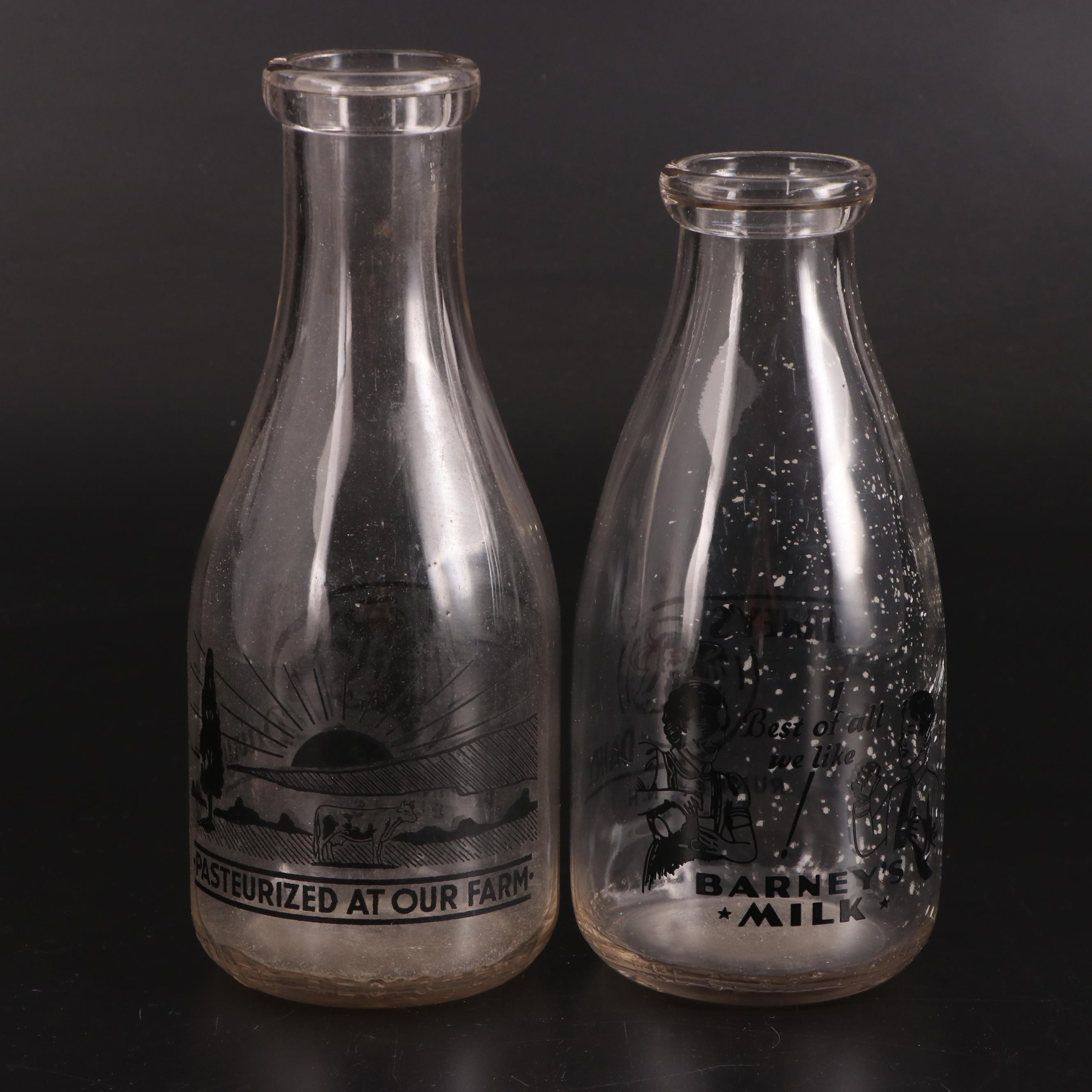 Barney's Dairy, Ethan Allen, Pleasant Valley with Other Glass Dairy ...