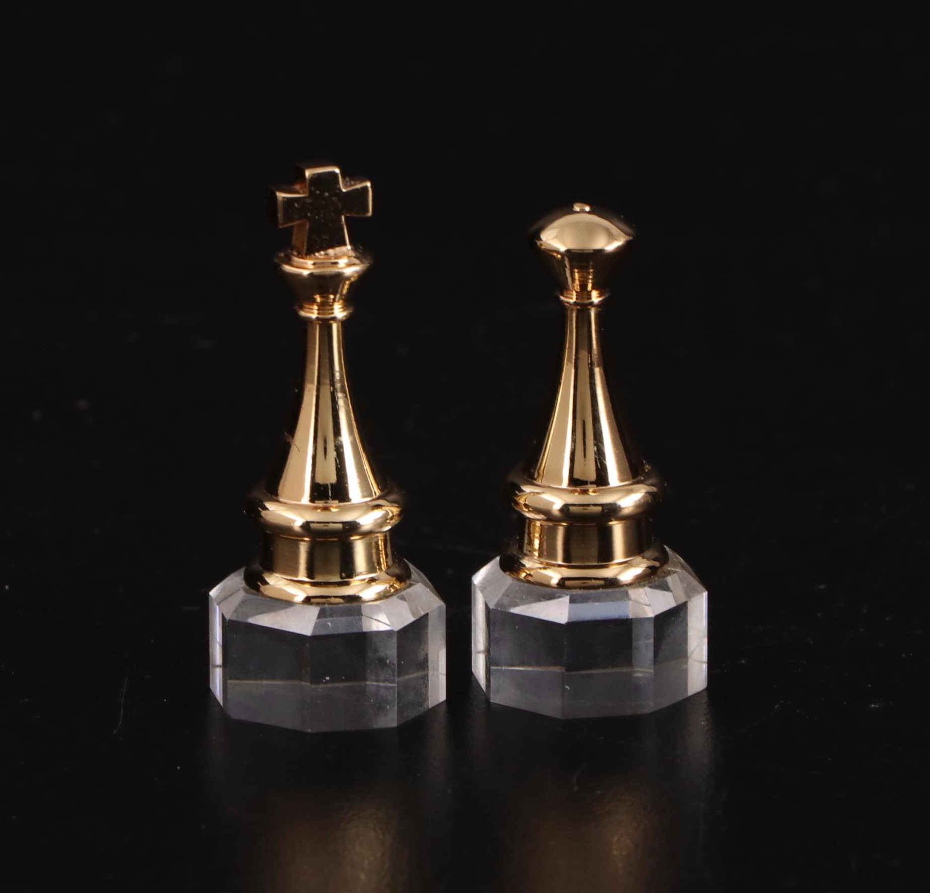 24K Gold Plate, Silver Plate and Crystal Chess Set Crystal Chess Board ...