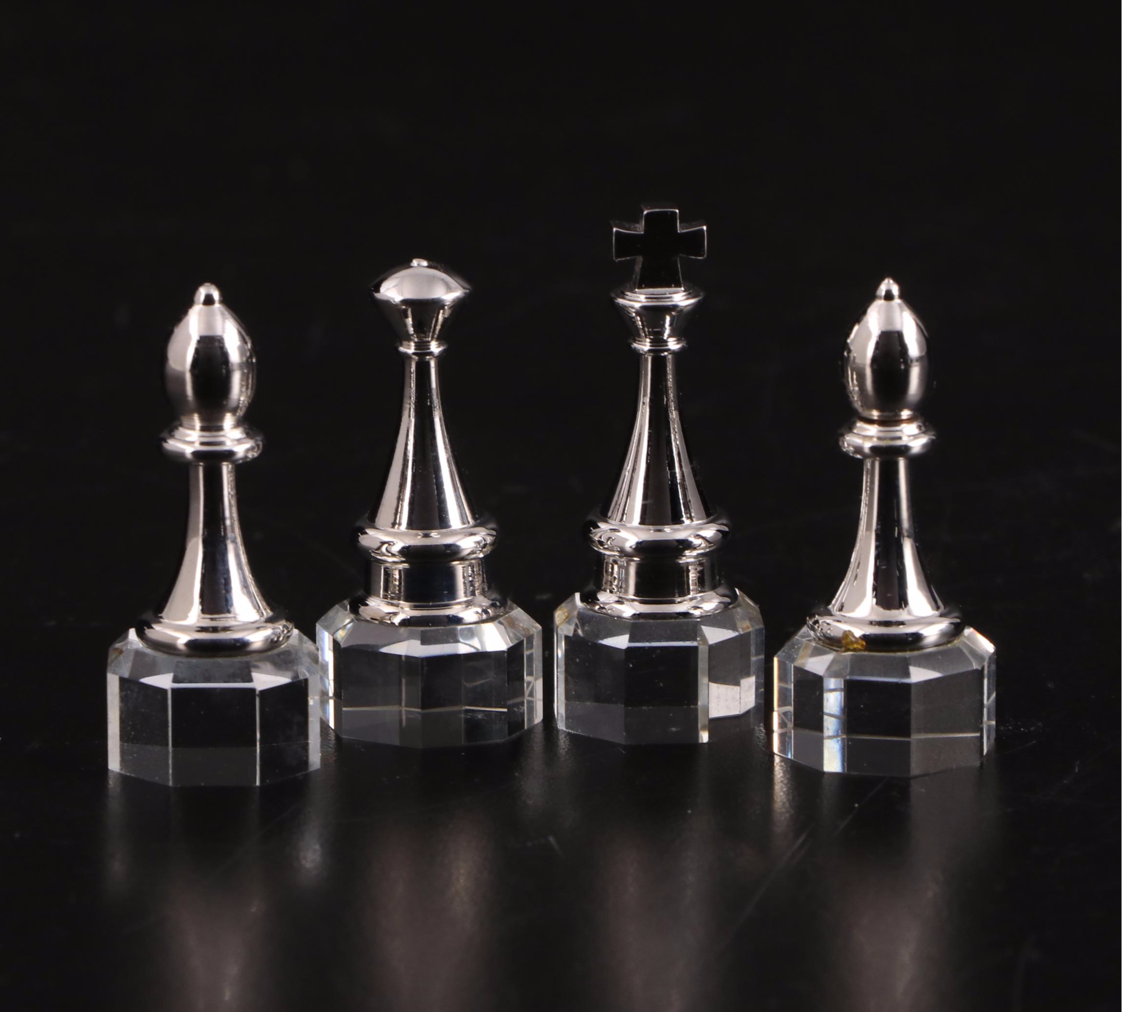 24K Gold Plate, Silver Plate and Crystal Chess Set Crystal Chess Board ...