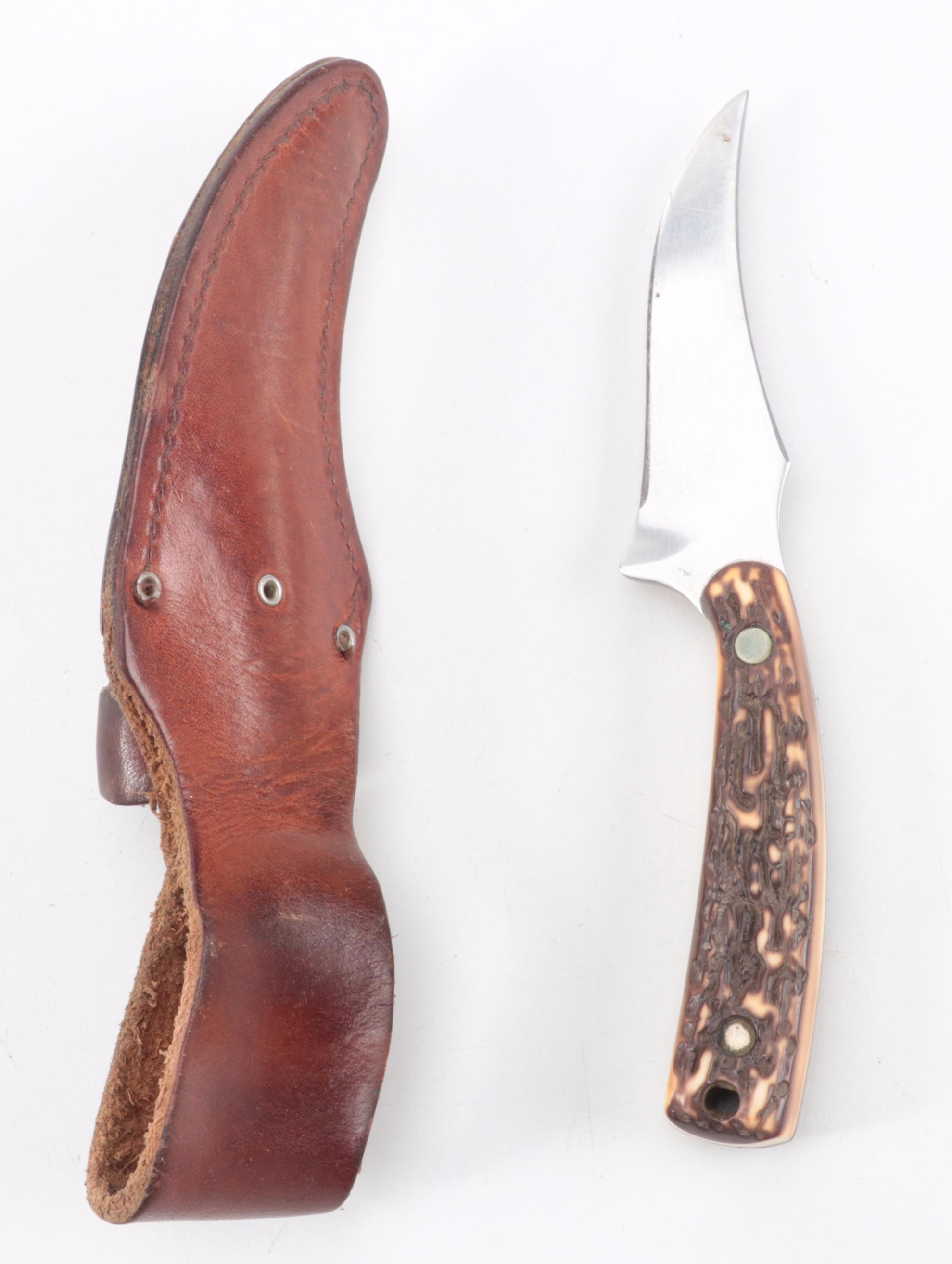 Western, Fury, Schrade and Other Fixed Blade Knives with Leather ...