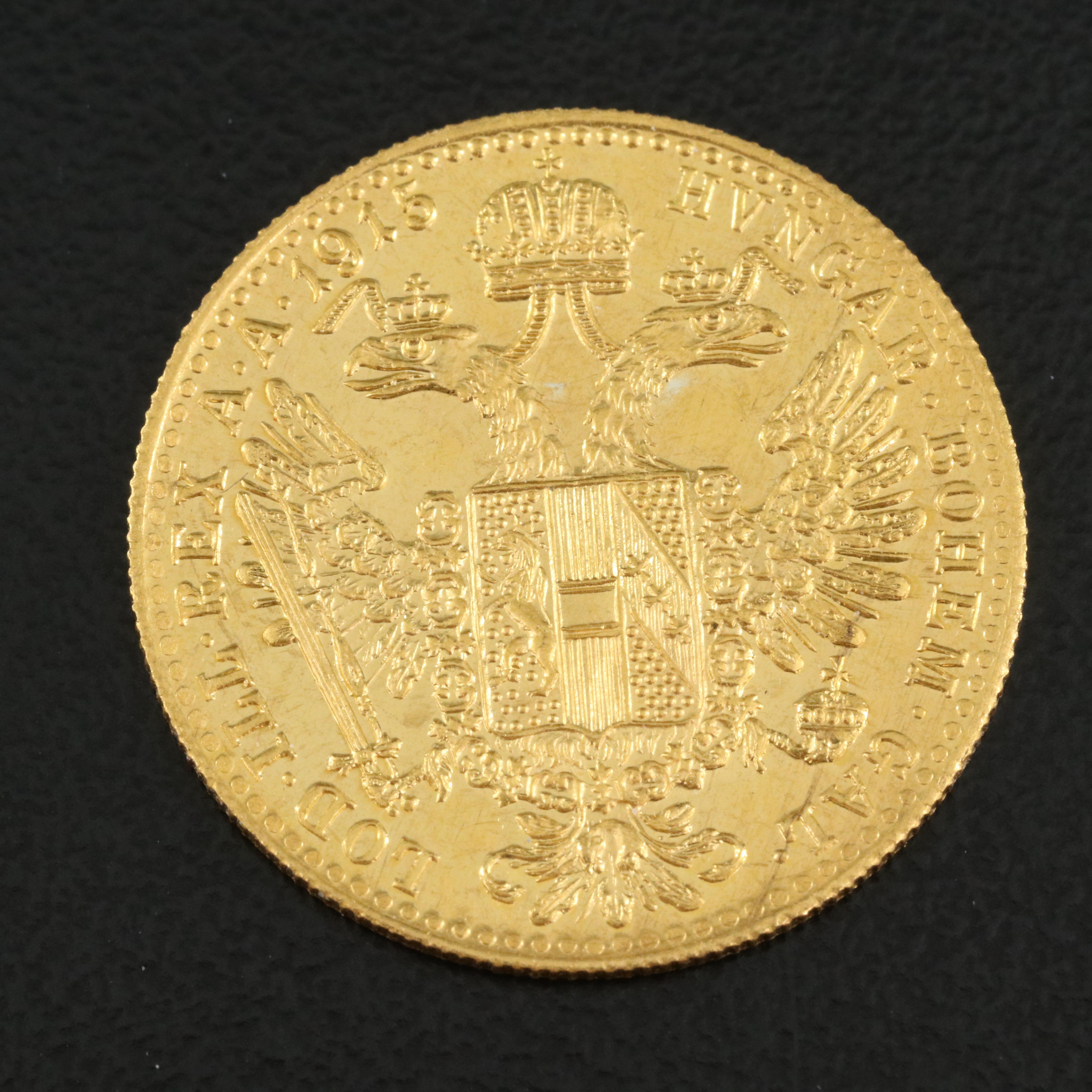 1915 Austrian One Ducat Gold Coin Re-strike | EBTH