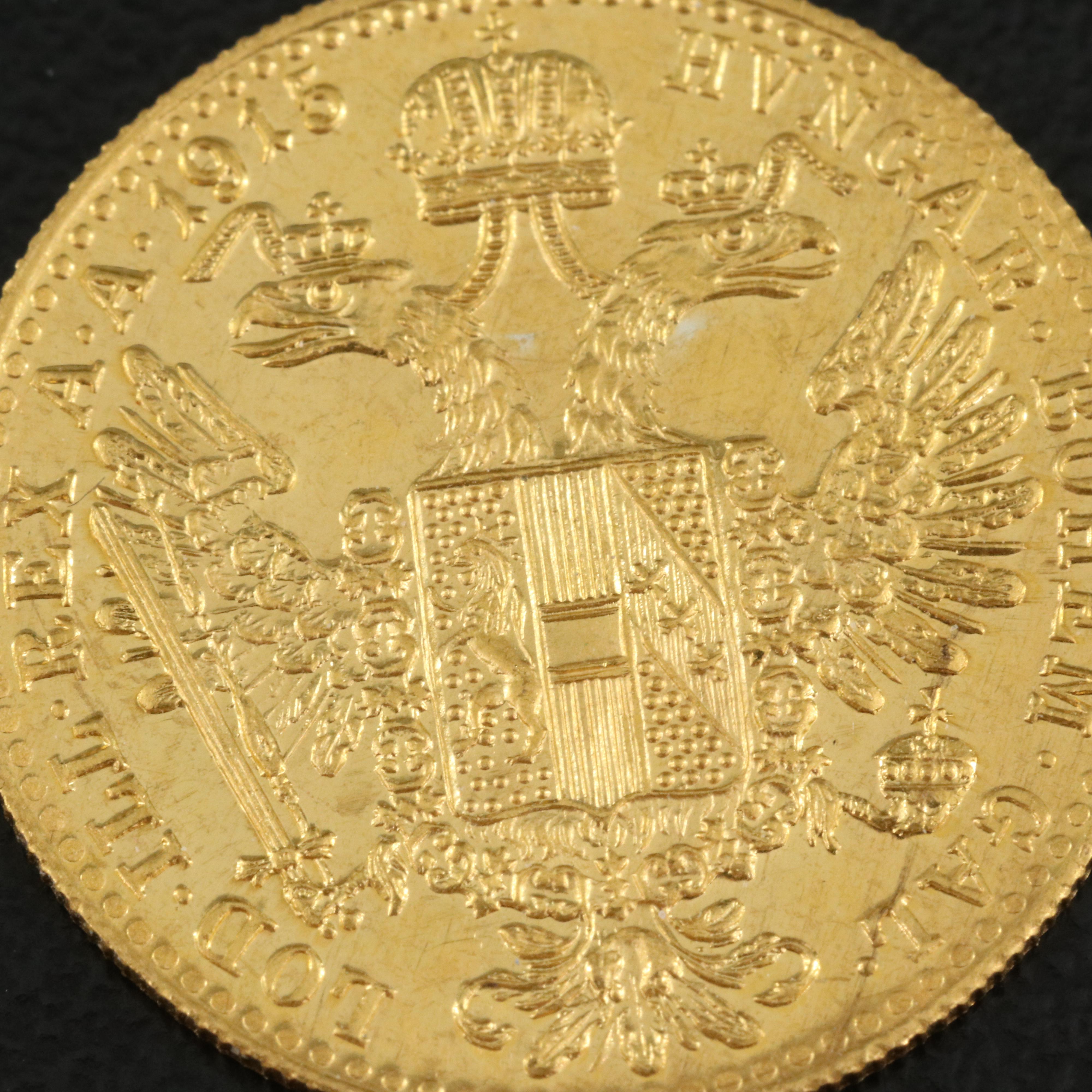 1915 Austrian One Ducat Gold Coin Re-strike | EBTH