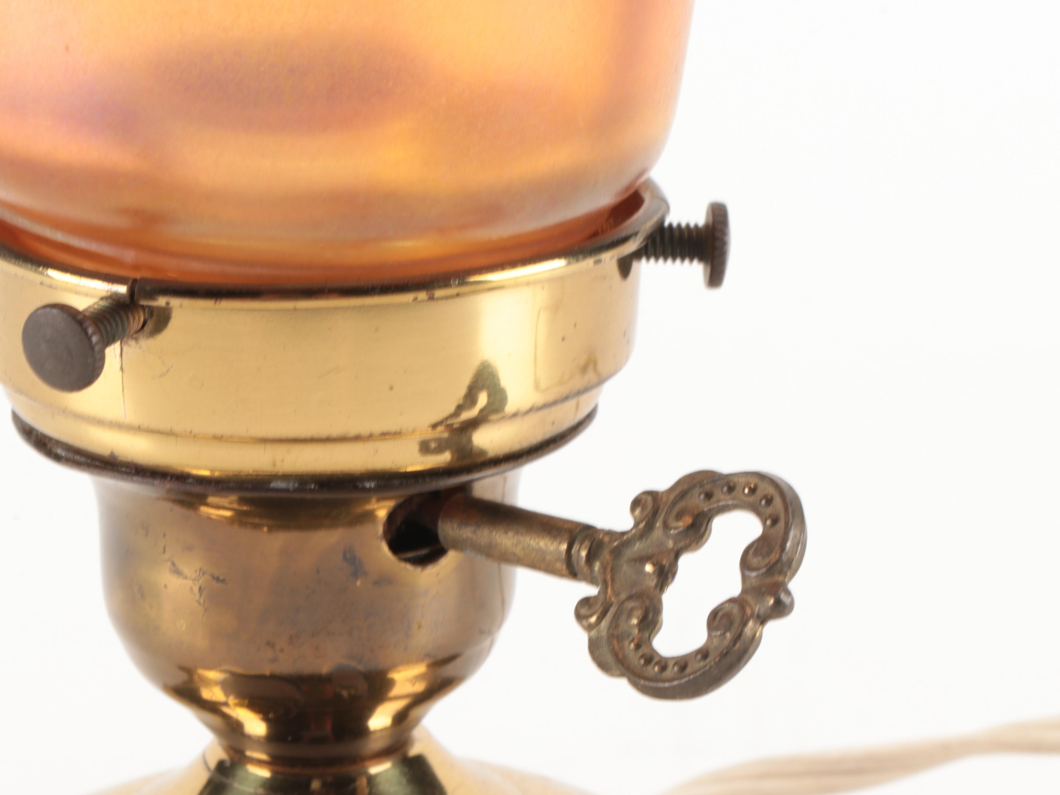 Accurate Casting Company Lamp Base With Nuart Glass Shade | EBTH
