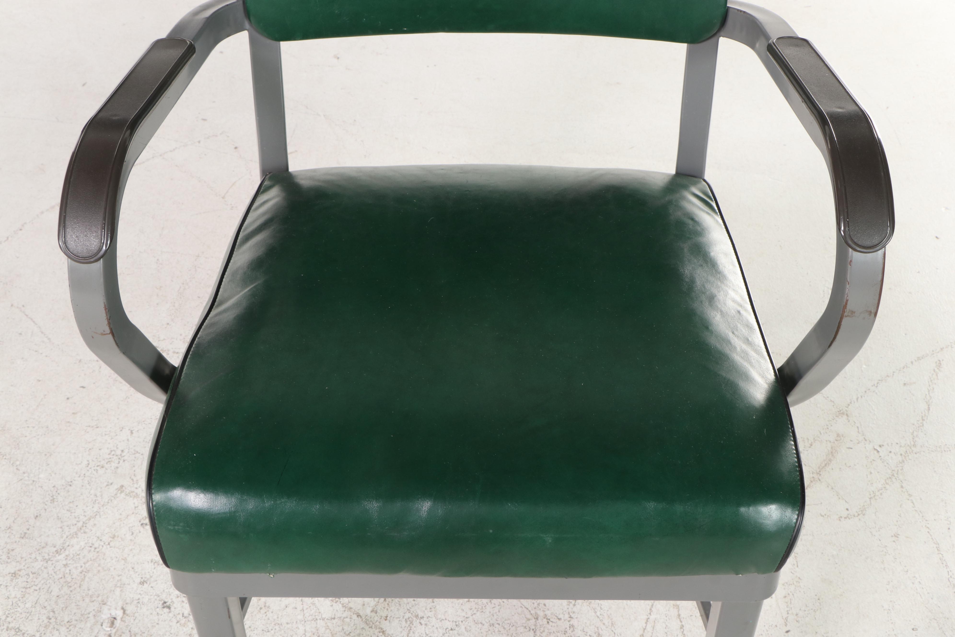 Pair of Stylex Mid Century Modern Metal and Green Vinyl Office Chairs ...
