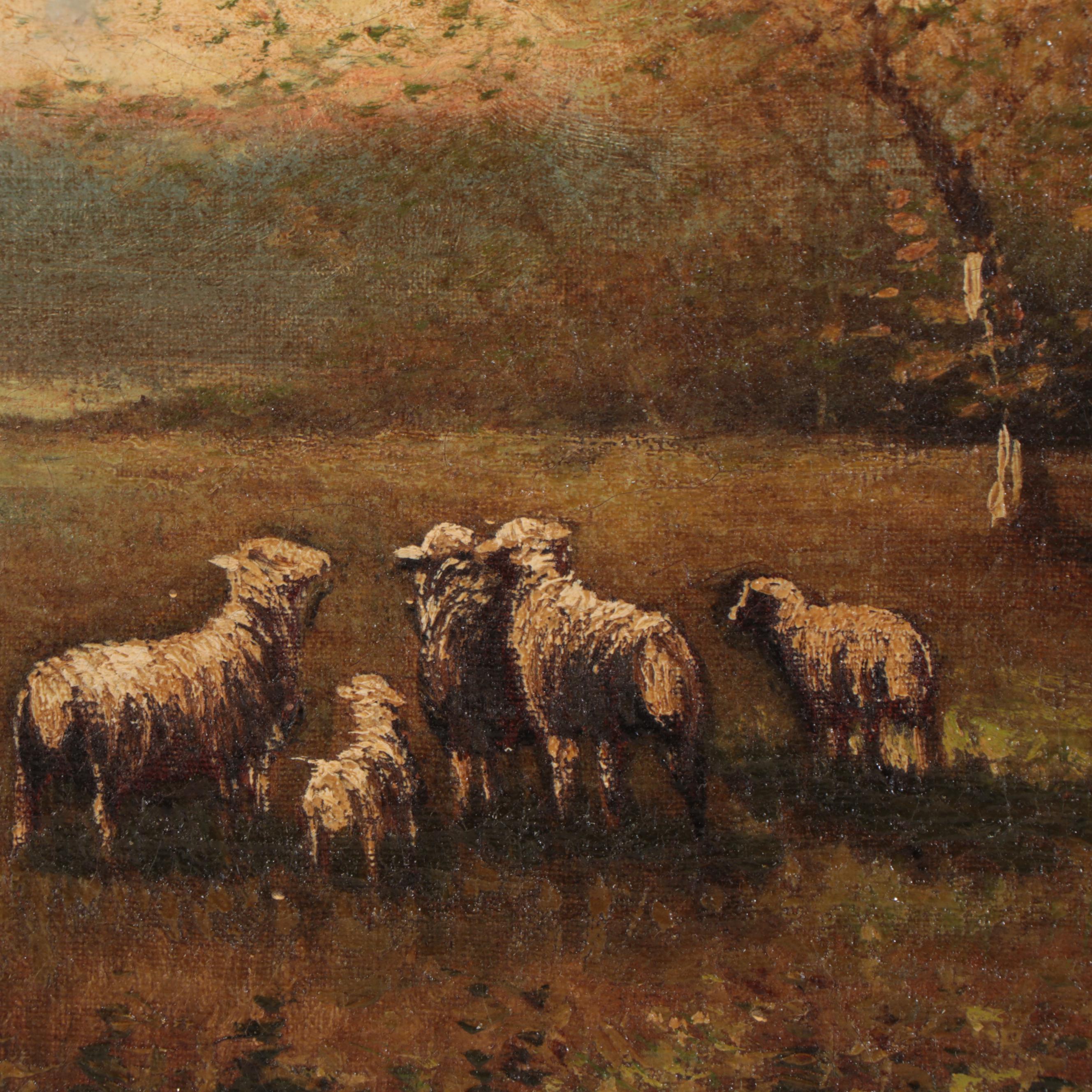 Pastoral Landscape Oil Painting of Grazing Sheep | EBTH