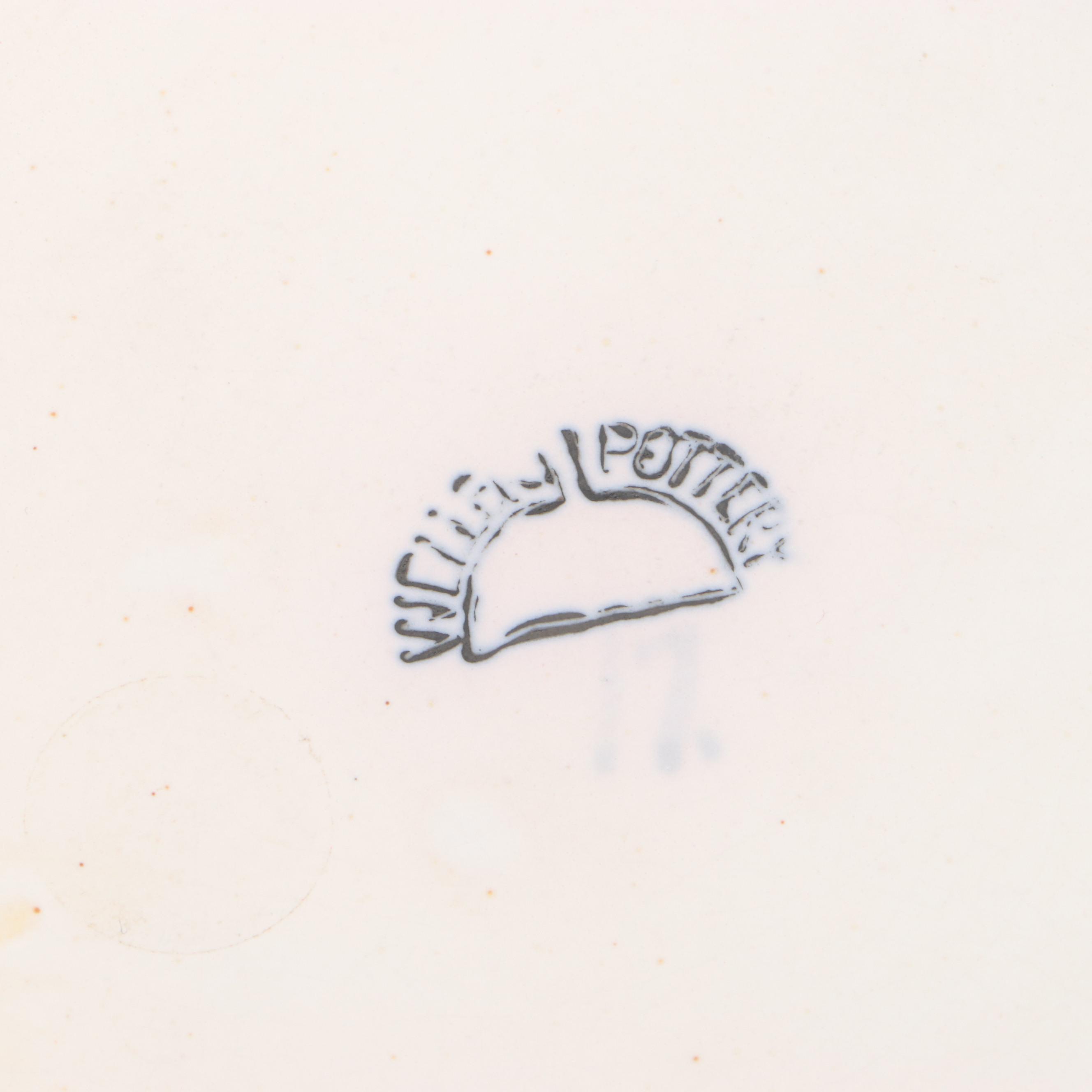 Weller Pottery "Silvertone" Ceramic Bowl, Flower Frog, and Candlesticks ...