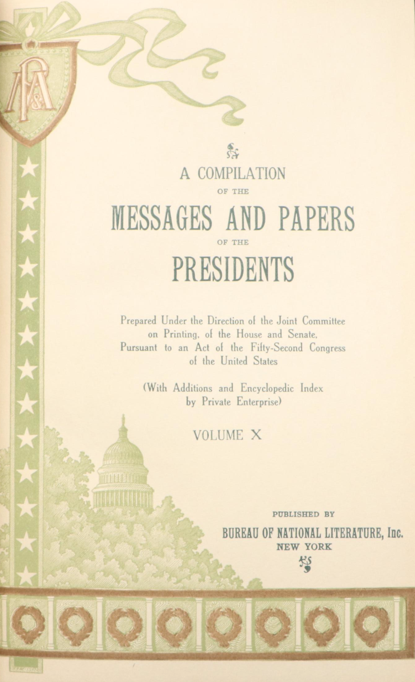 "A Compilation of the Messages and Papers of the Presidents" Twenty ...