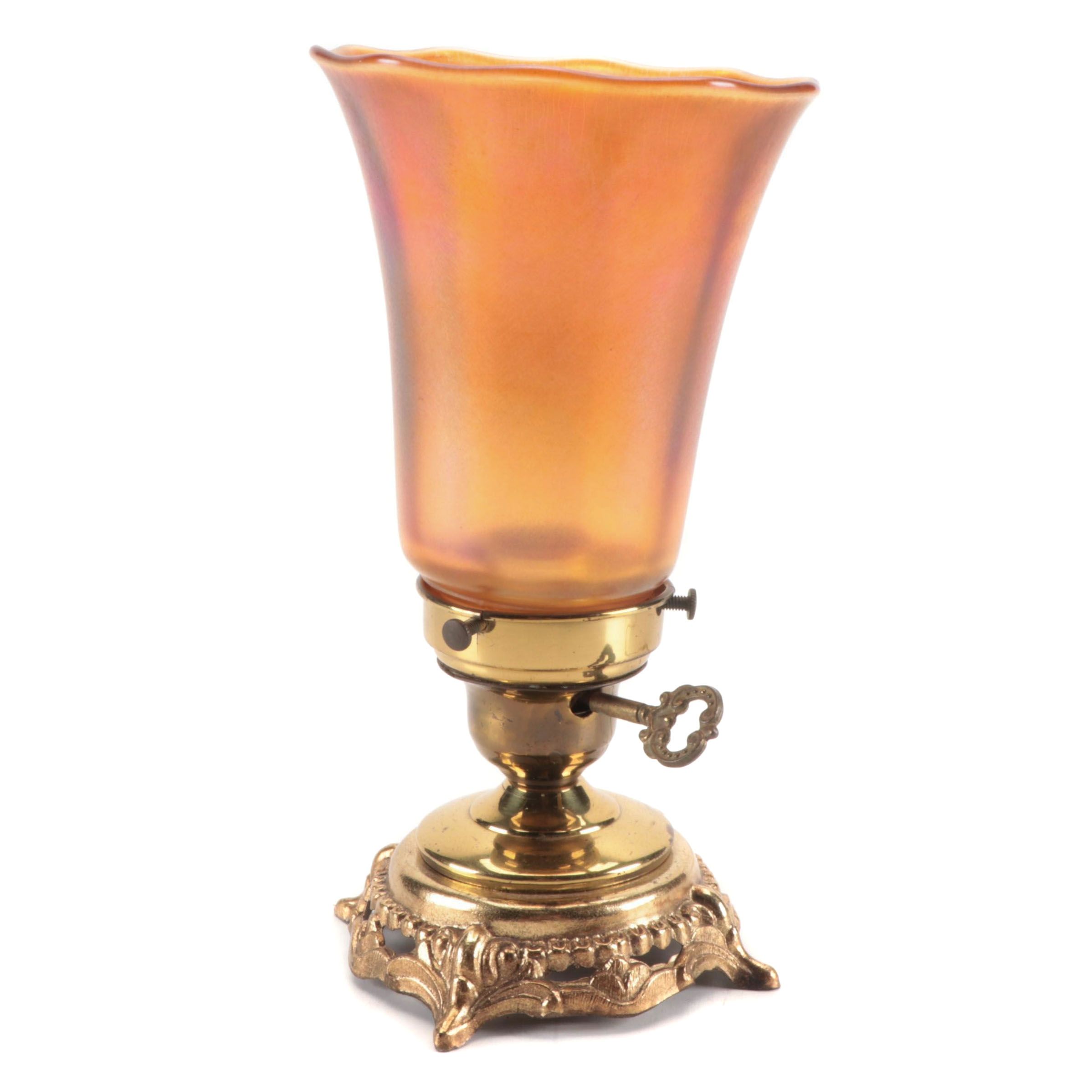 Accurate Casting Company Lamp Base With Nuart Glass Shade | EBTH